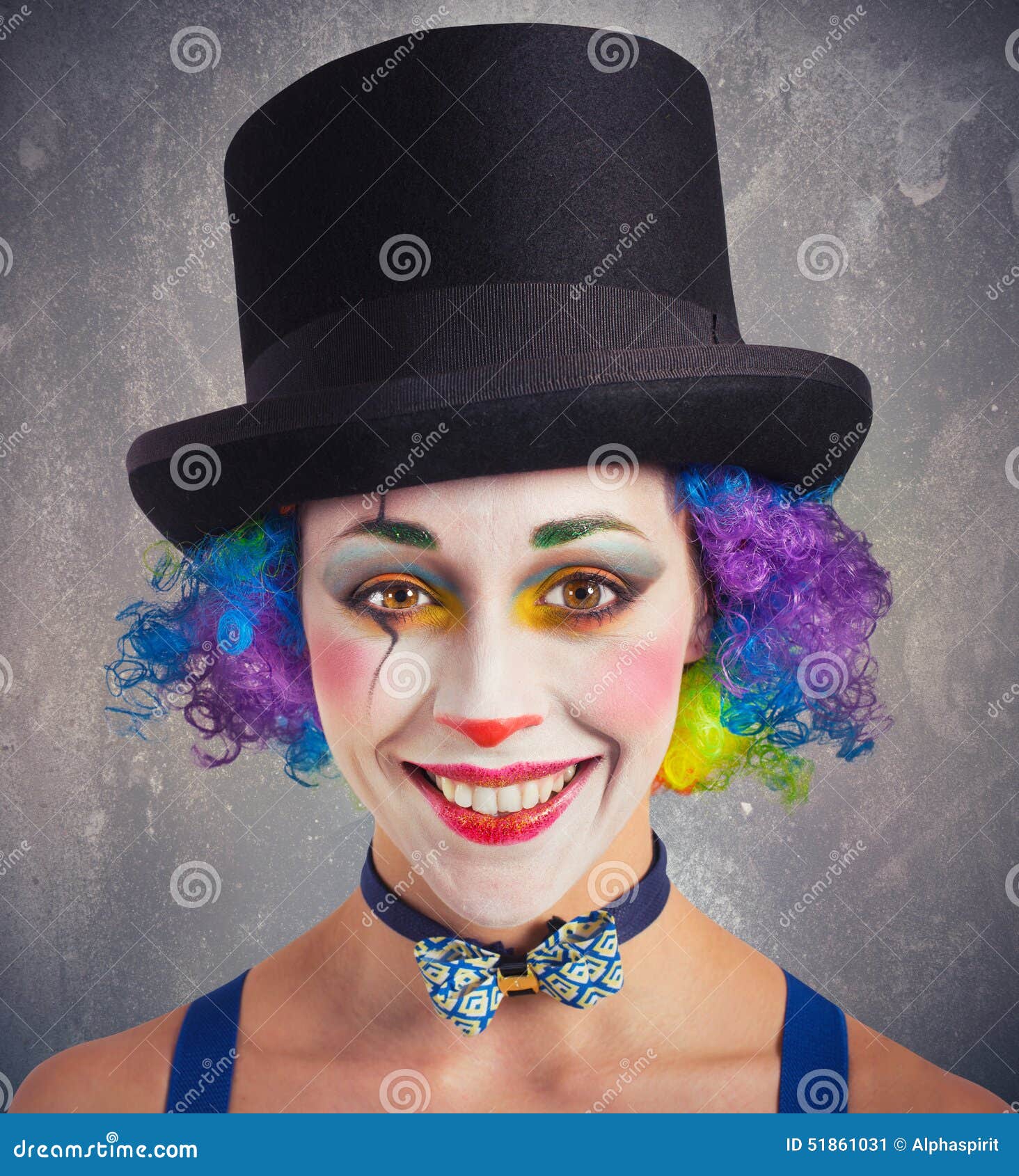 Smiling clown and colorful stock image. Image of halloween - 51861031