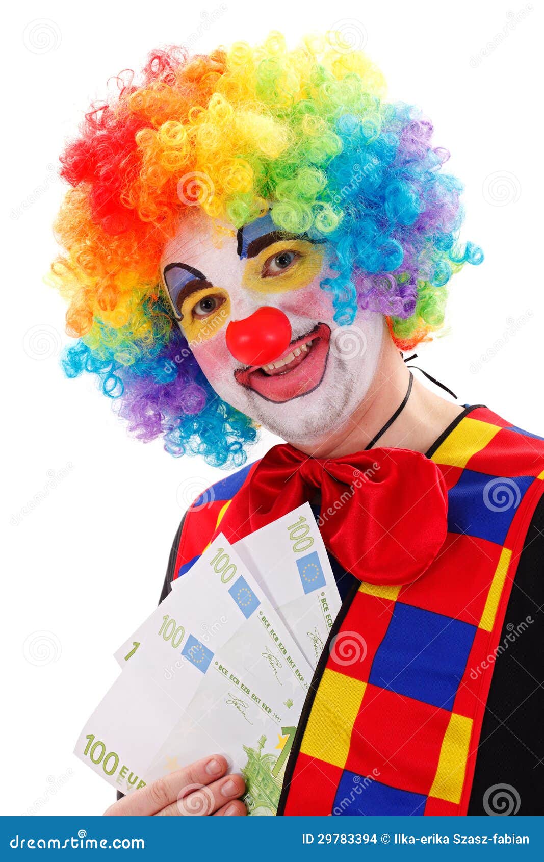 Clown showing big money stock photo. Image of hair, rainbow - 29783394
