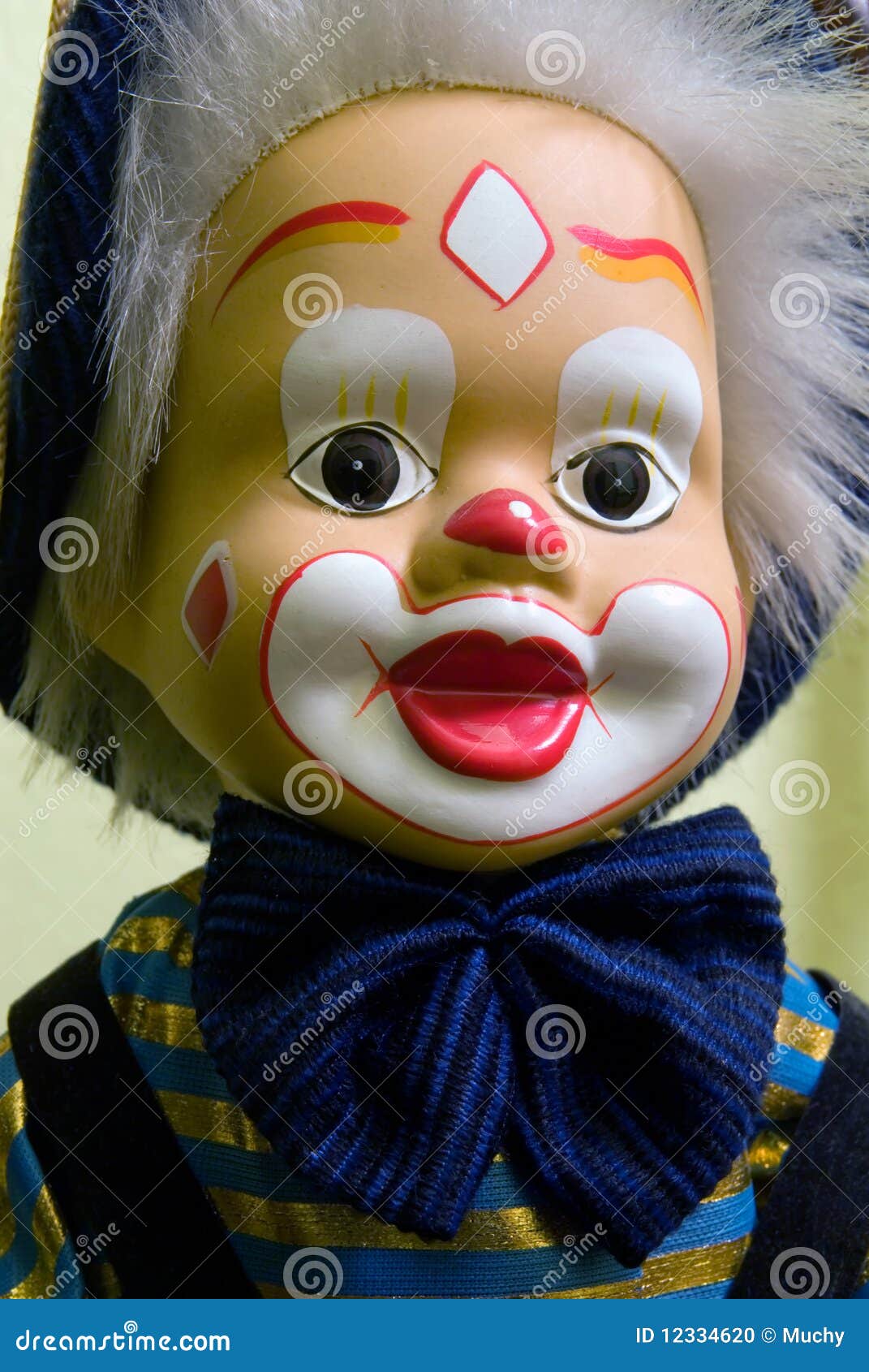 Smiling Clown Puppet with Big Bow Tie Stock Photo - Image of buffon ...