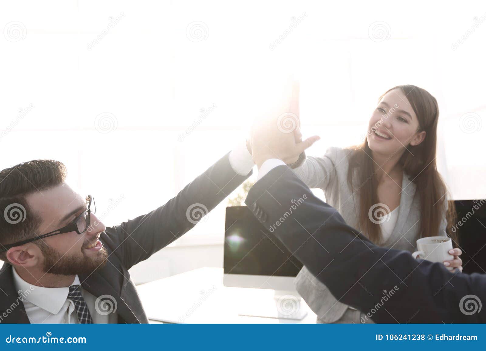 Smiling Colleagues Giving Each Other High Five Stock Photo - Image of ... Smiling Colleagues Giving Each Other High Five Stock Photo - Image of ...