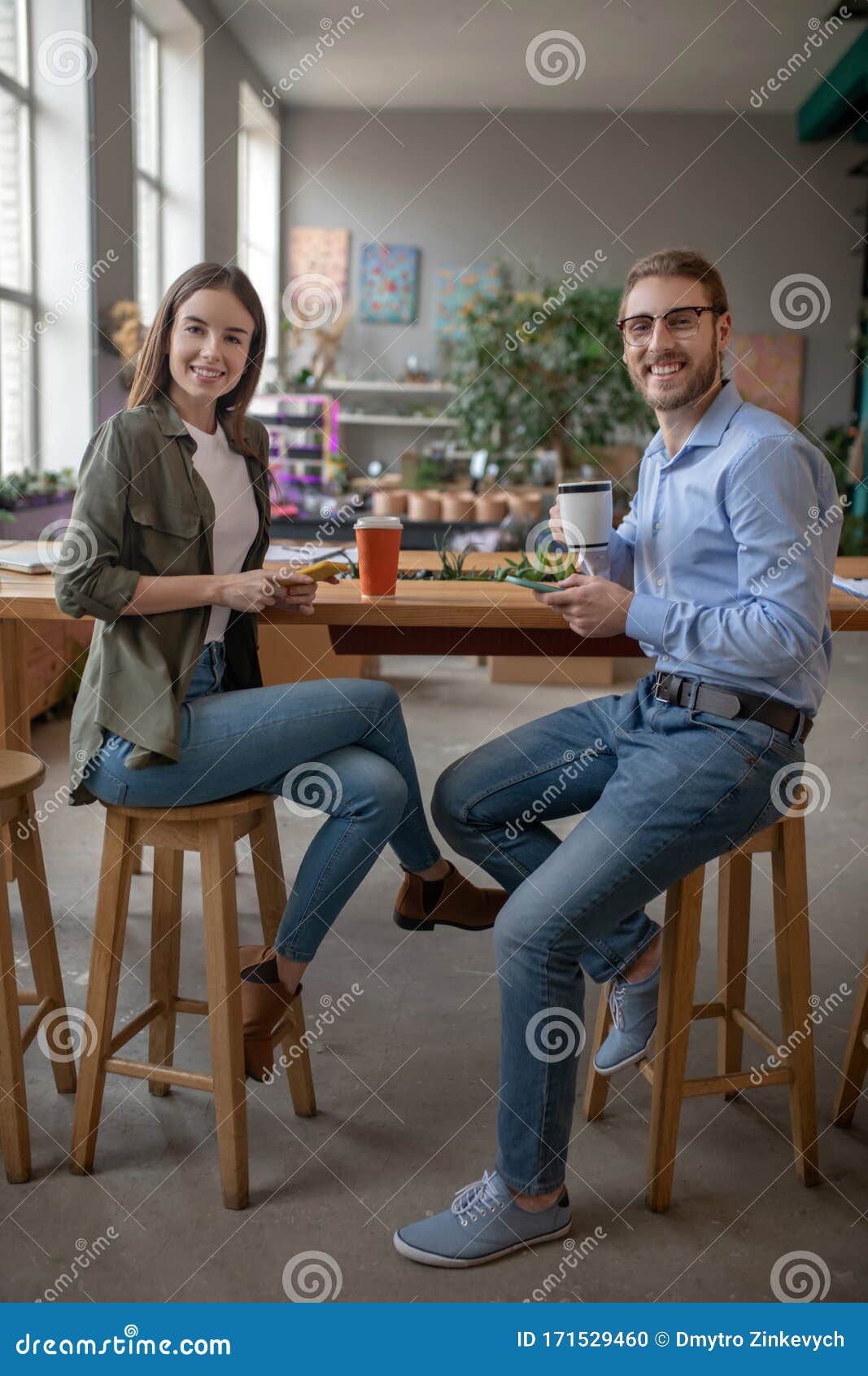 Smiling Colleagues Having Coffee during the Break Stock Photo - Image ...