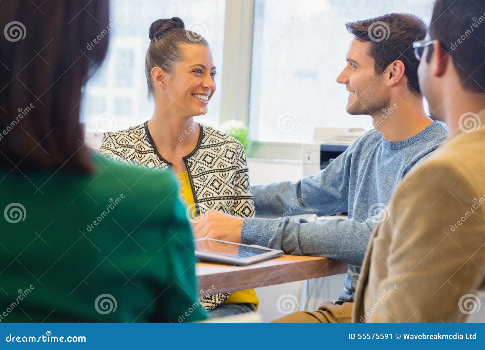 Smiling Colleagues Talking Together Stock Image - Image of briefing ...