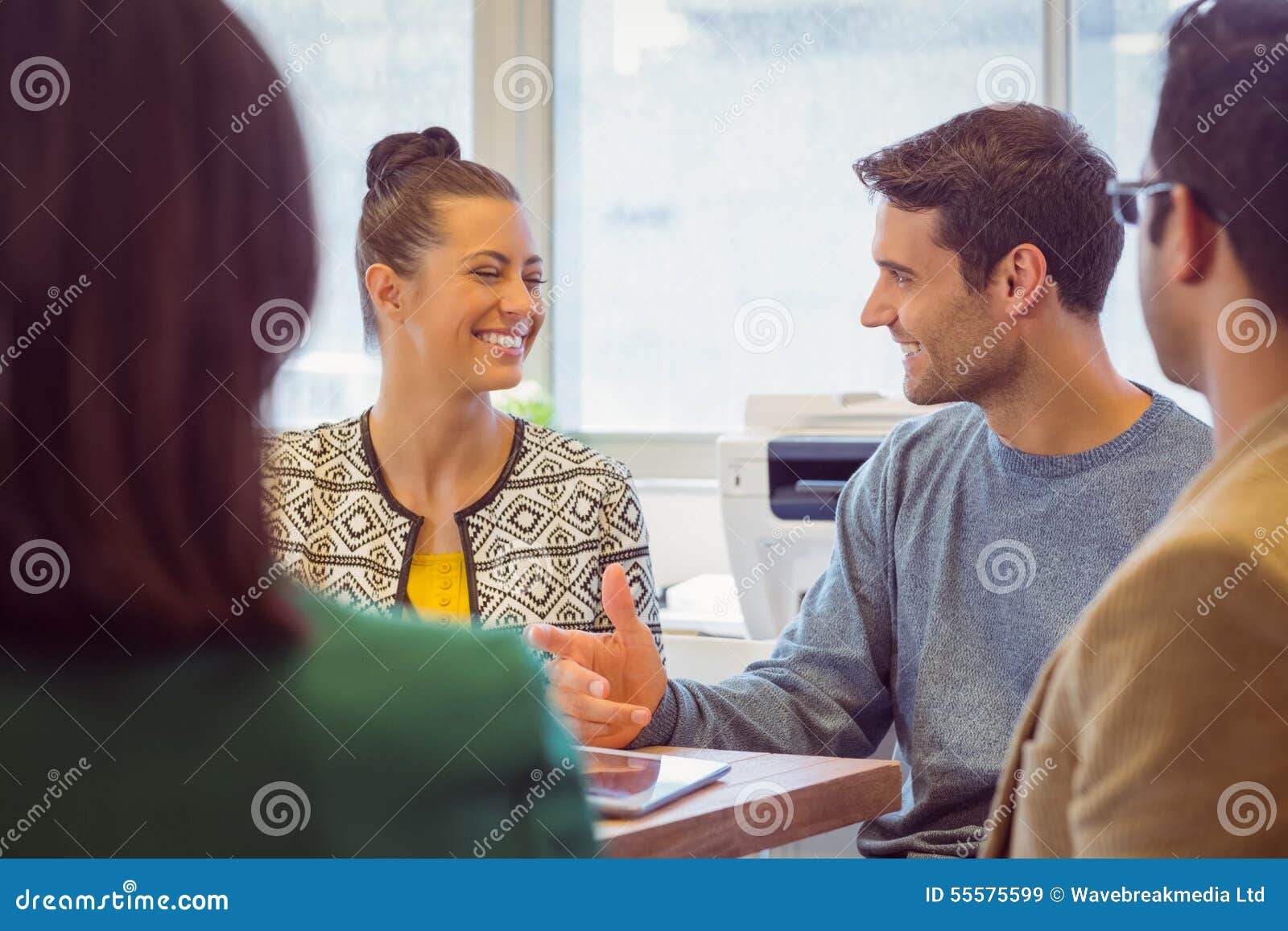 Smiling Colleagues Talking Together Stock Image - Image of group, male ...