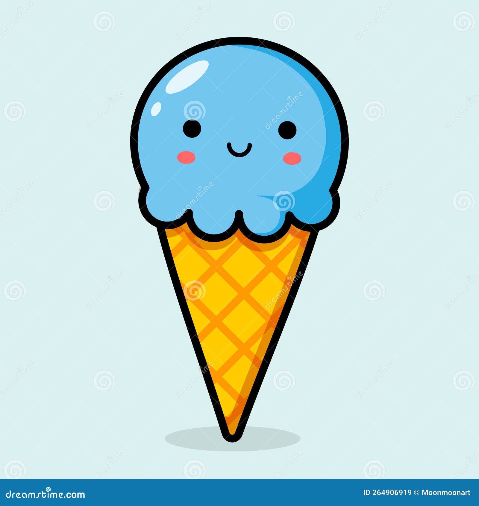 Smiling Colorful Ice Cream In A Waffle Cup Vector Illustration Stock