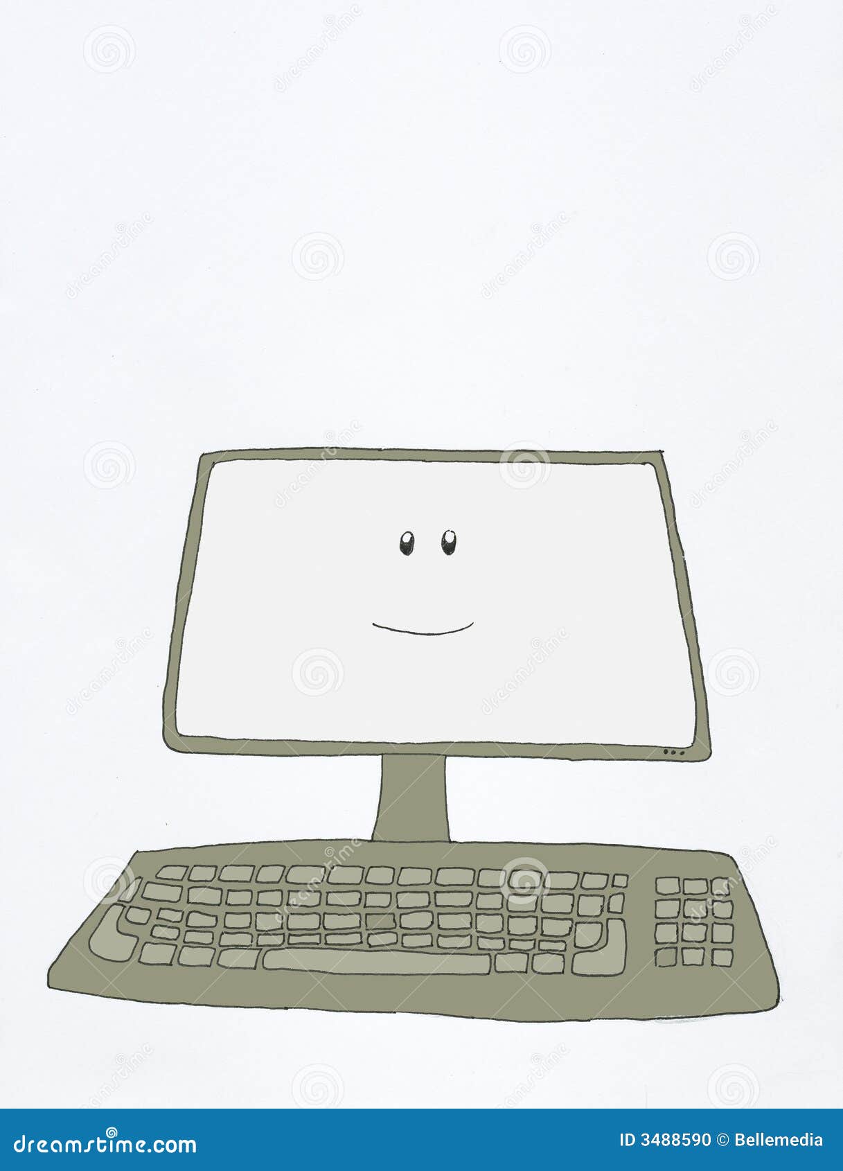 Smiling computer stock illustration. Illustration of desktop - 3488590
