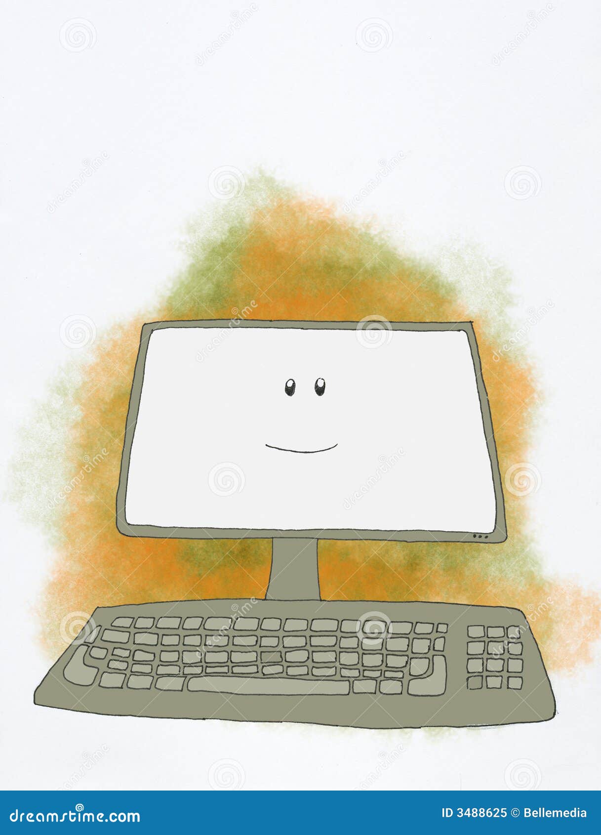 Smiling computer stock illustration. Illustration of keyboard - 3488625
