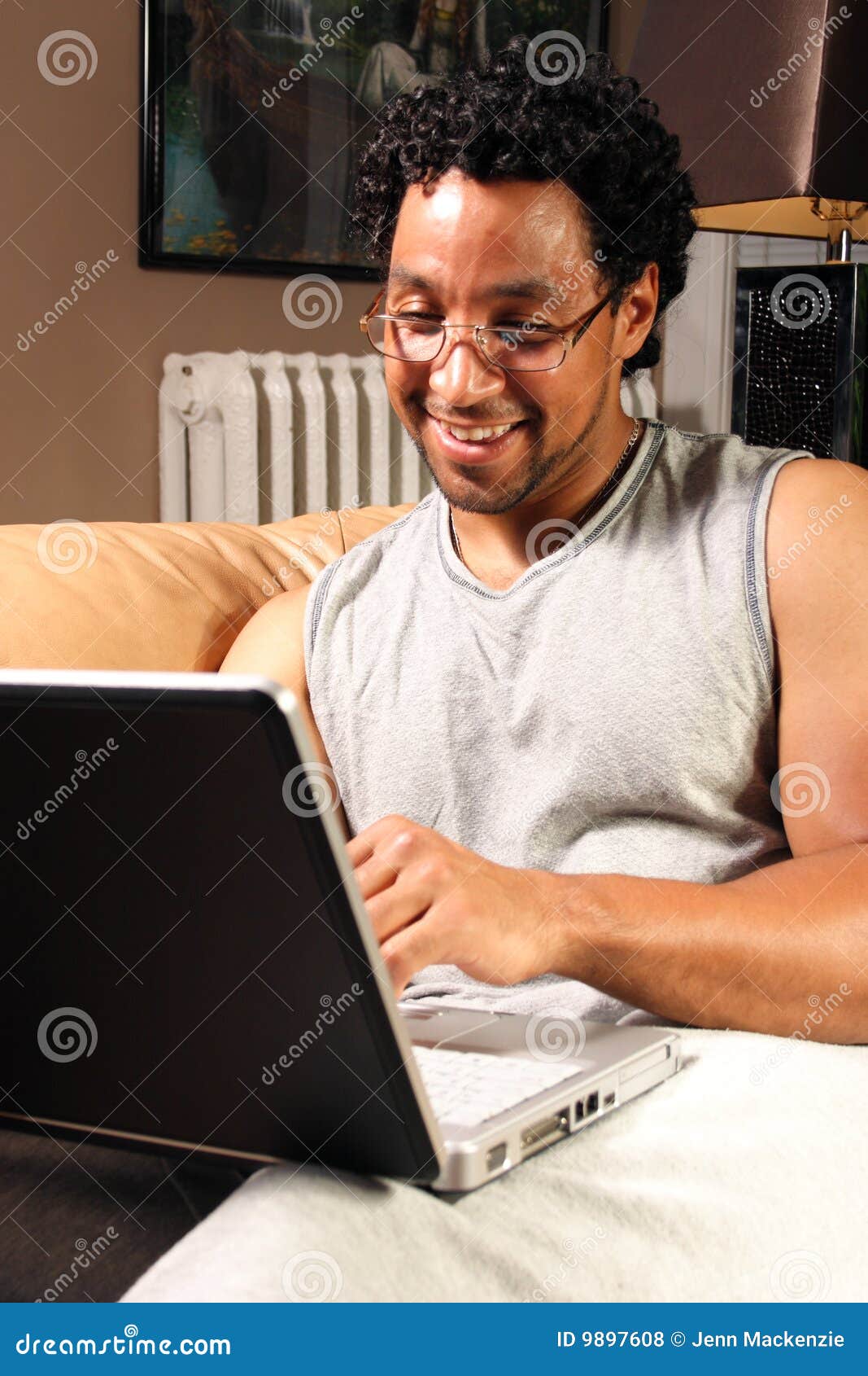 Smiling on Computer stock photo. Image of computer, wireless - 9897608