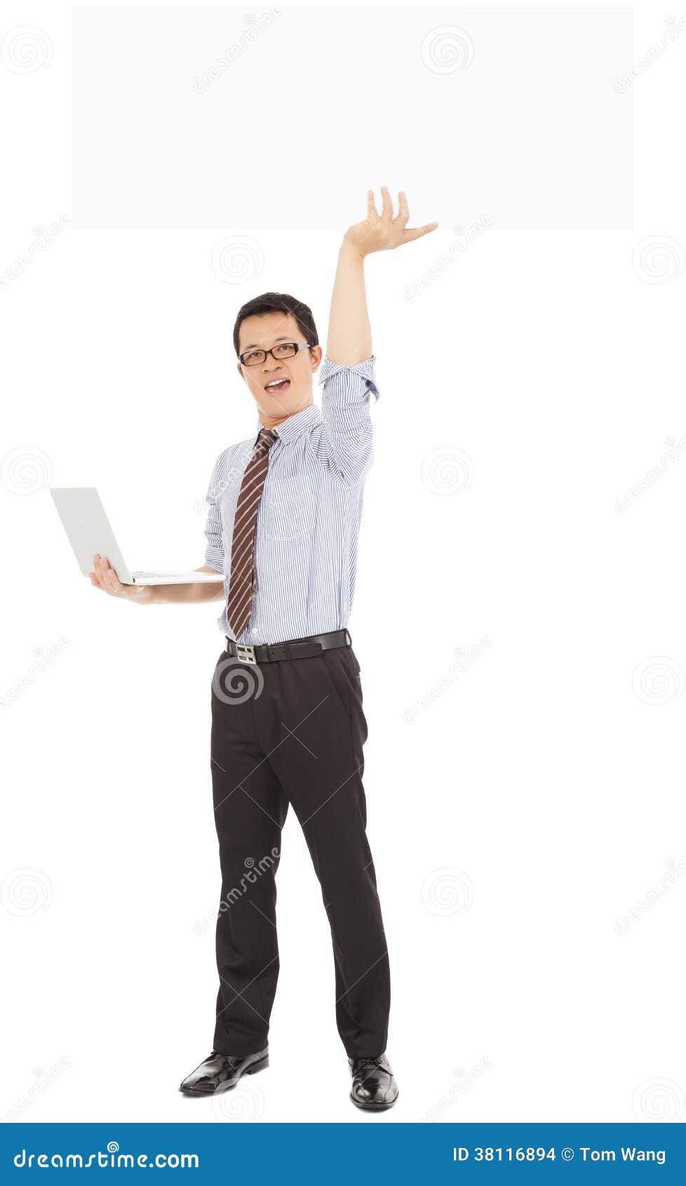 Smiling Computer Engineer Holding Laptop and White Board Stock Photo ...
