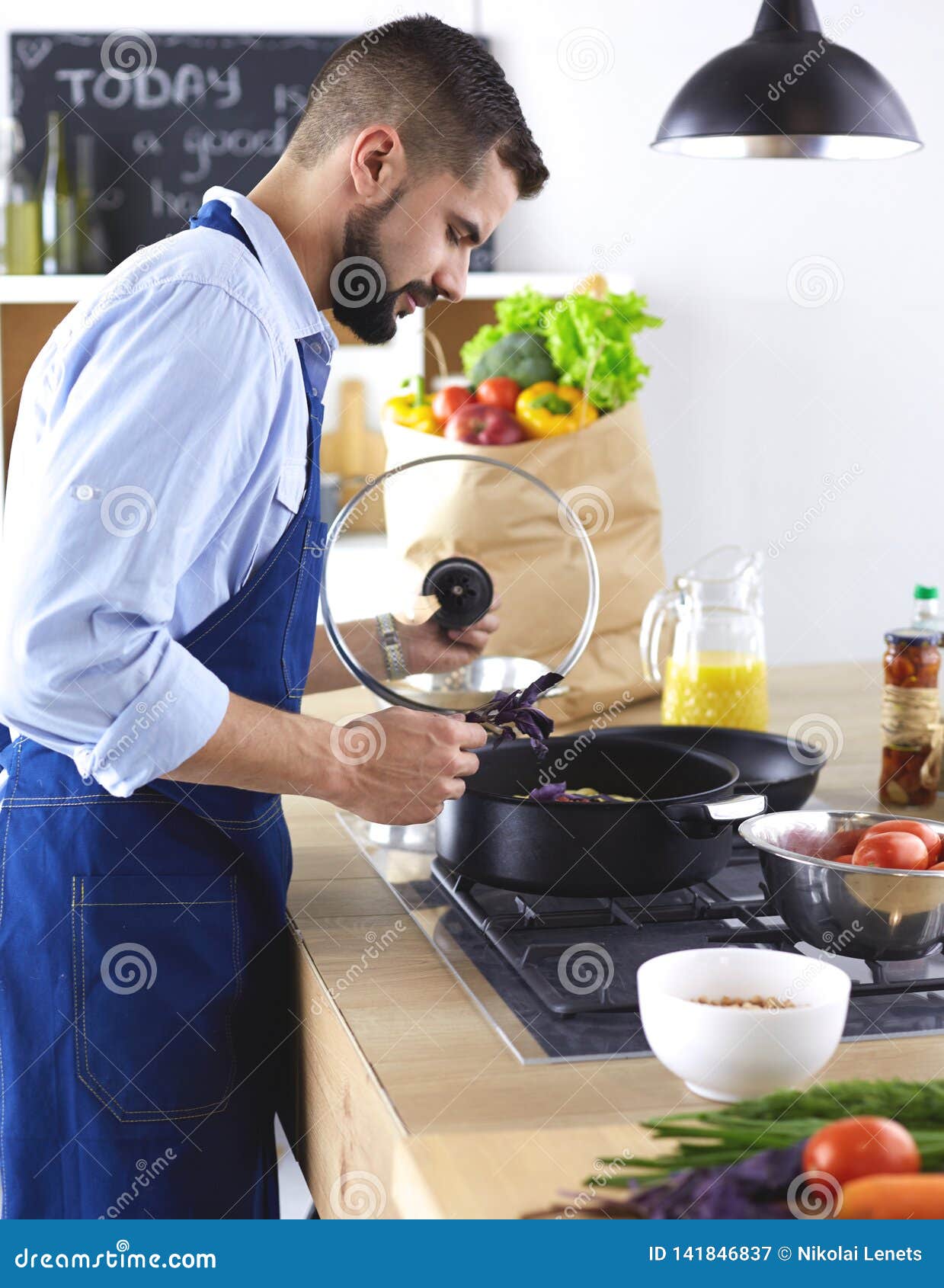 Smiling and Confident Chef Standing in Large Kitchen Stock Image ...
