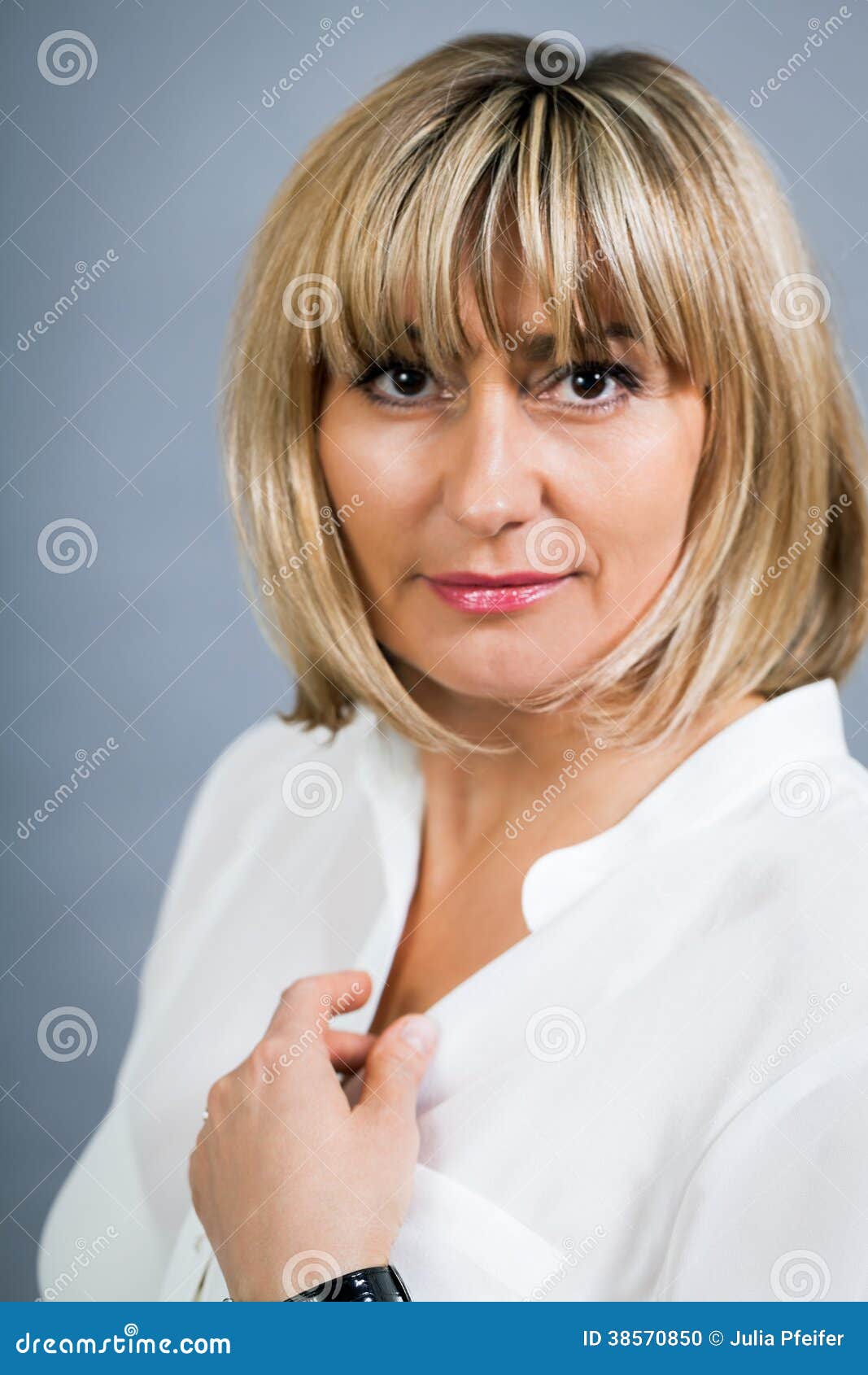 Smiling Confident Middle-aged Blond Woman Stock Photo - Image of ... Smiling Confident Middle-aged Blond Woman Stock Photo - Image of ...