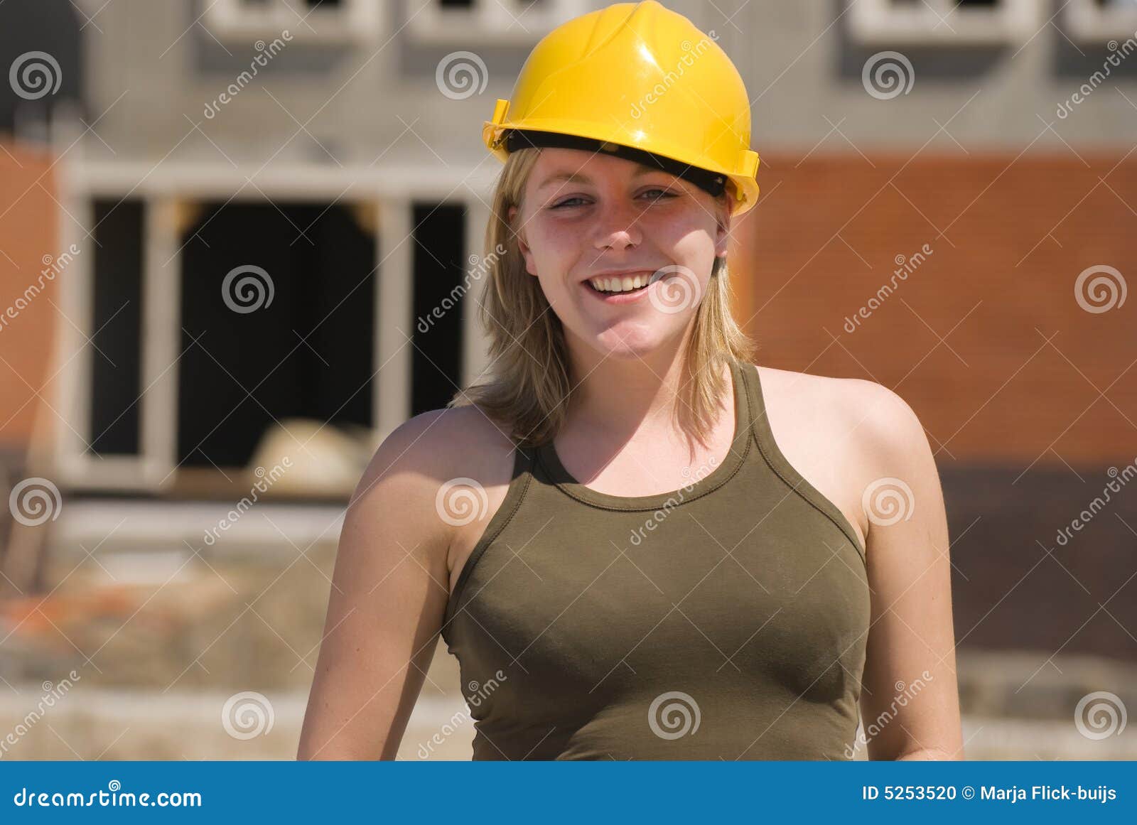 Smiling Construction Girl 2 Stock Photo - Image of urban, female: 5253520