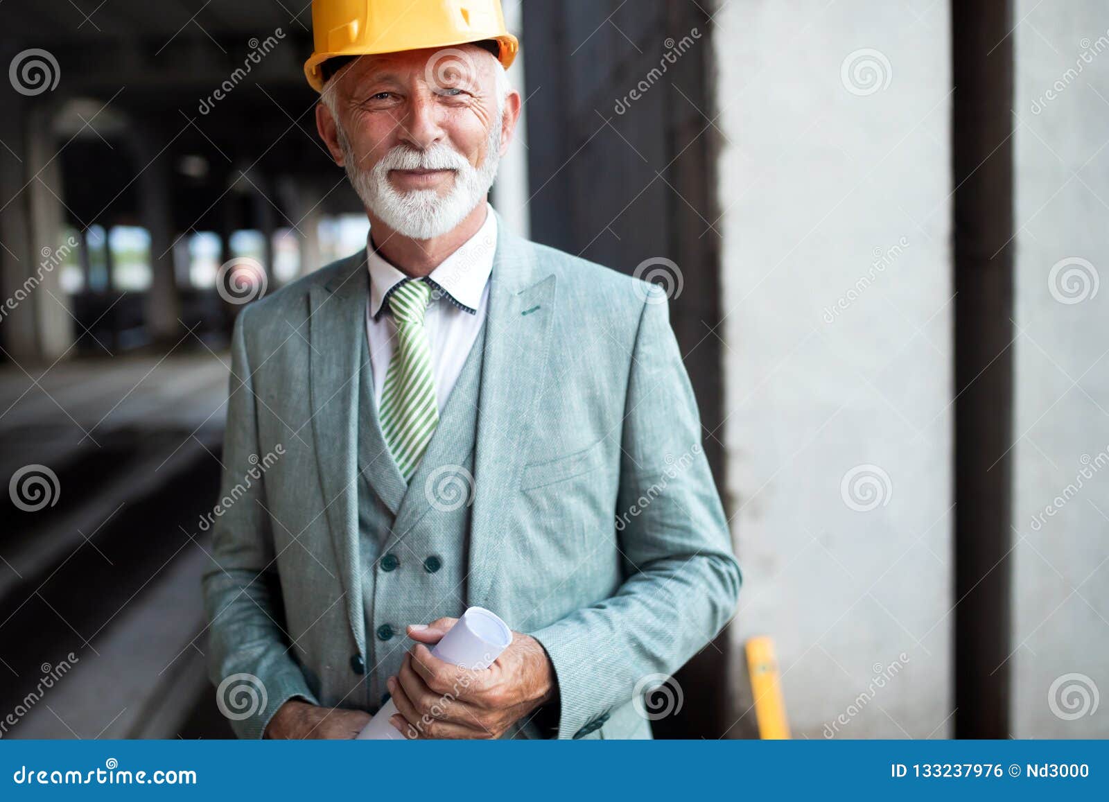 Smiling Construction Manager, Engineer, Businessman, Architect Standing ...