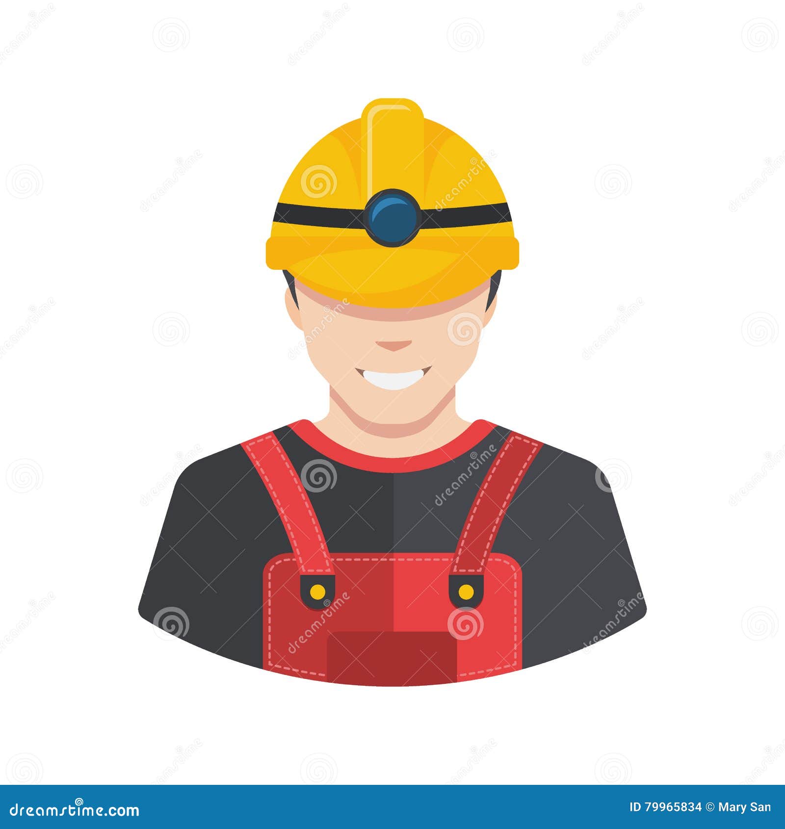 Smiling Construction Worker Builder Icon Avatar Flat. Stock Vector ...