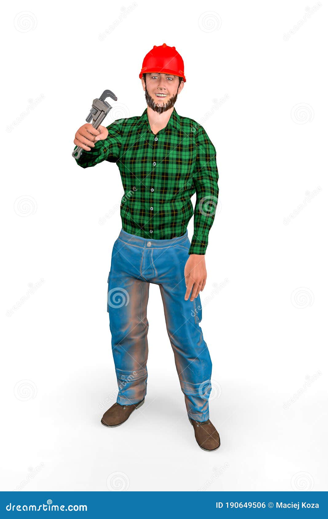 Smiling Construction Worker - 3d Character Stock Illustration ...