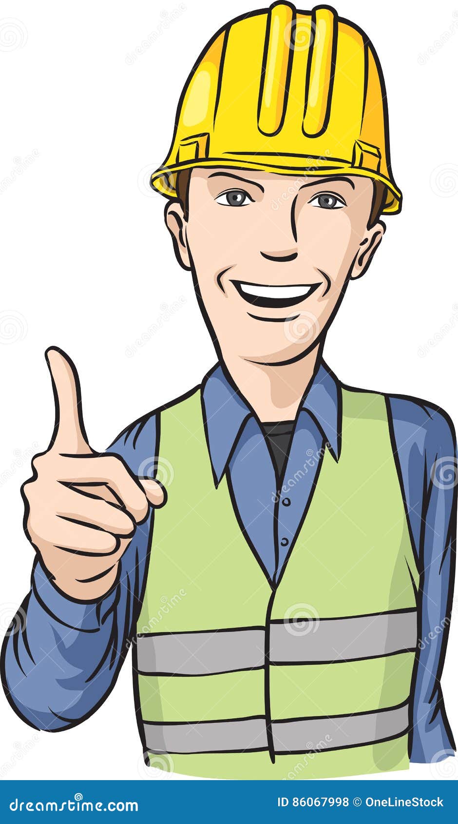 Smiling Construction Worker Hand Sign Stock Vector - Illustration of ...