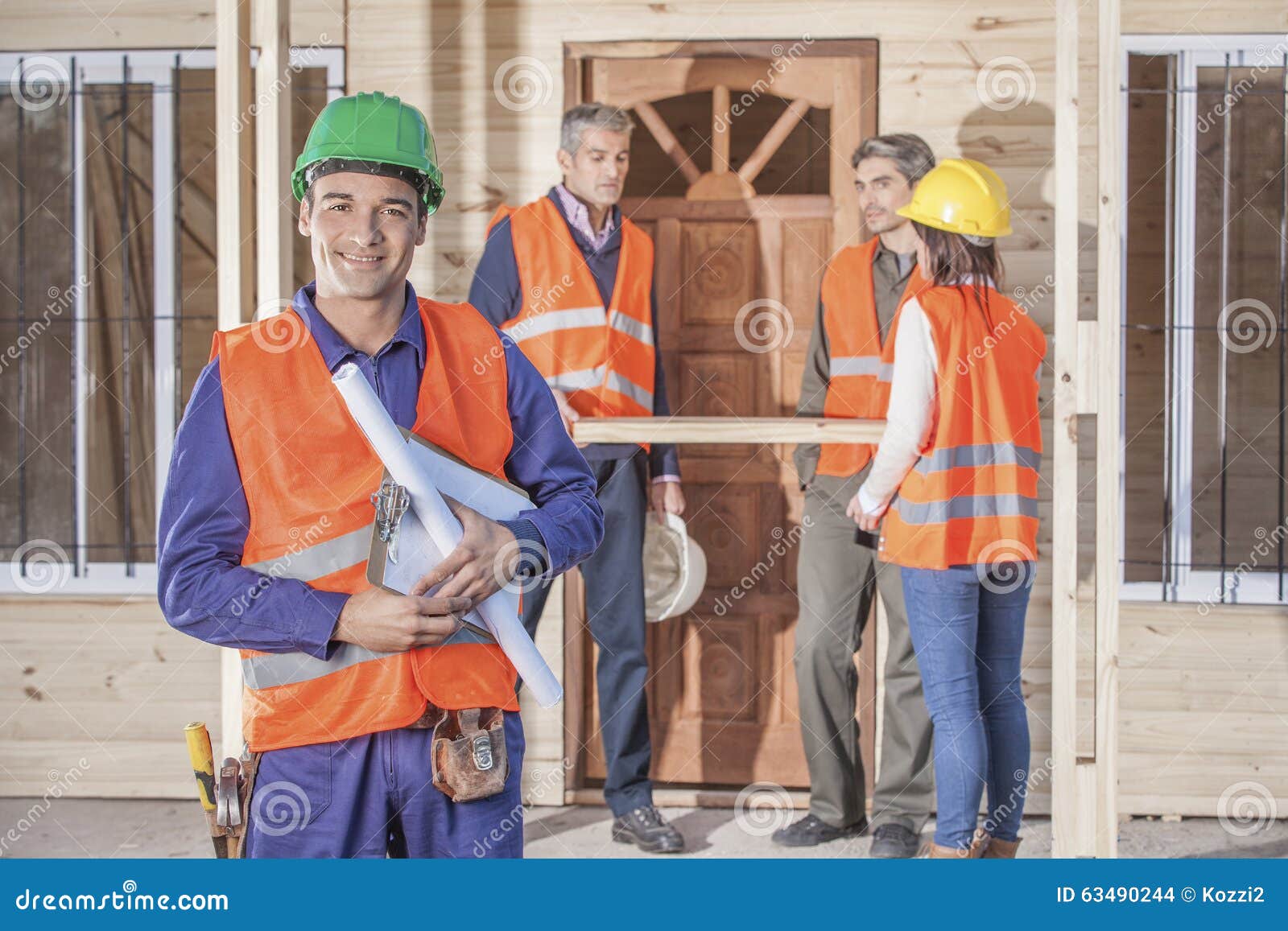 Smiling Construction Worker Stock Photo - Image of overseer ...