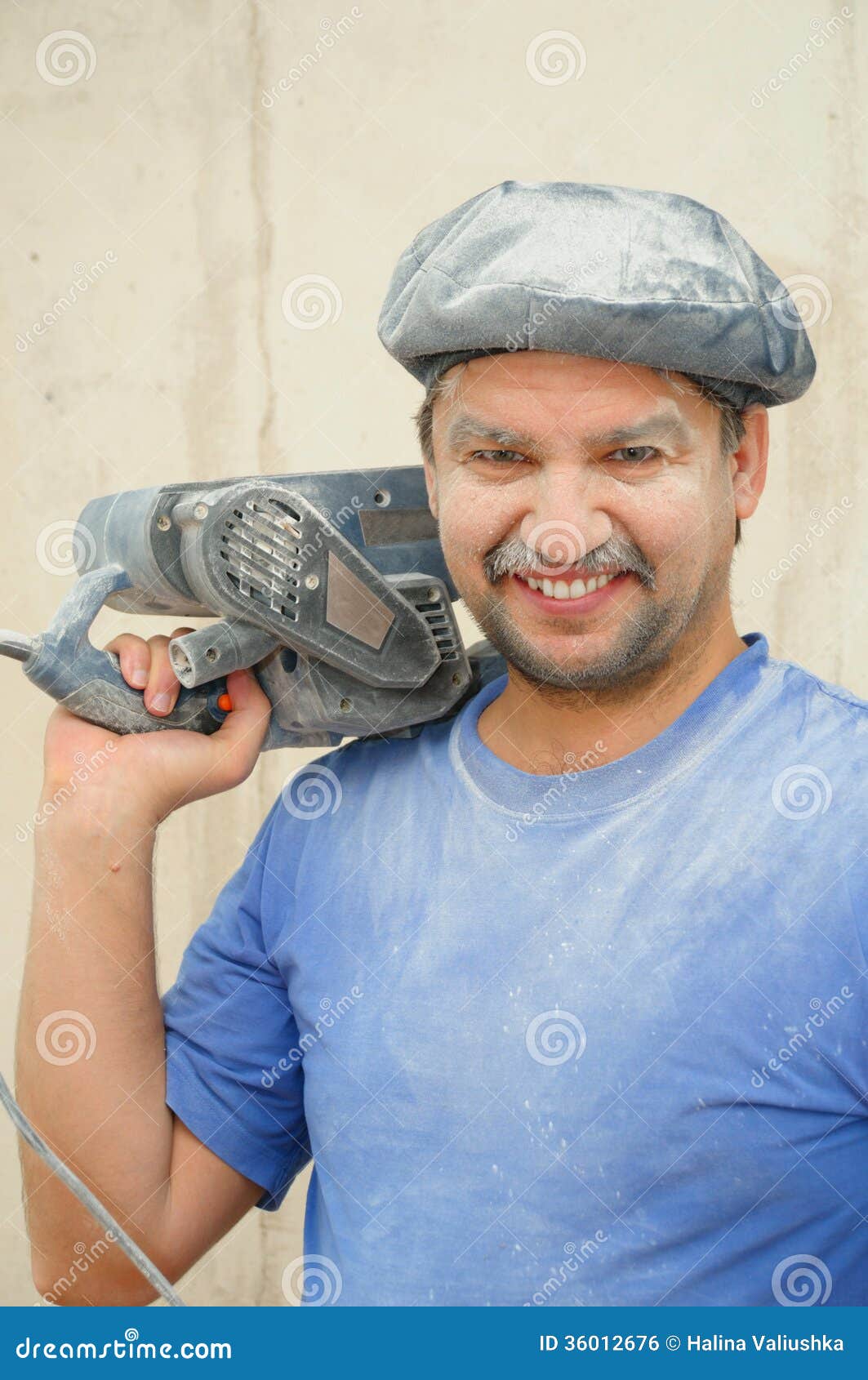 Smiling Construction Worker Stock Photo - Image of construction ...