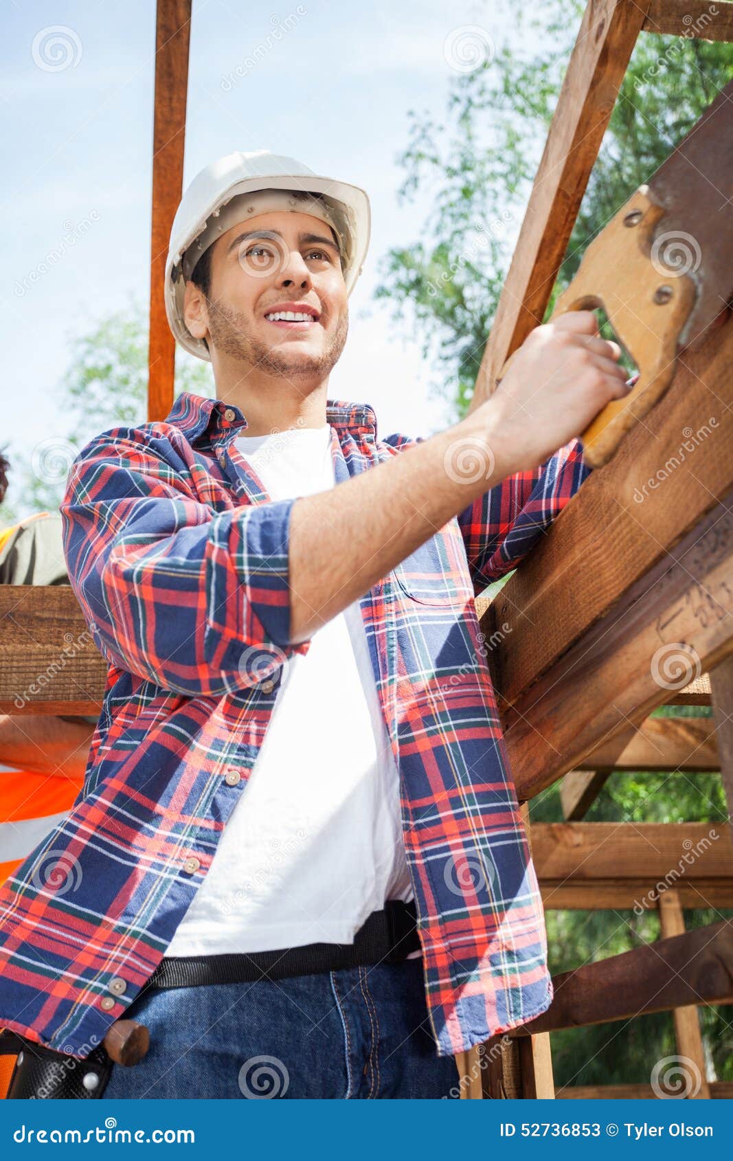 Smiling Construction Worker Standing at Site Stock Image - Image of ...