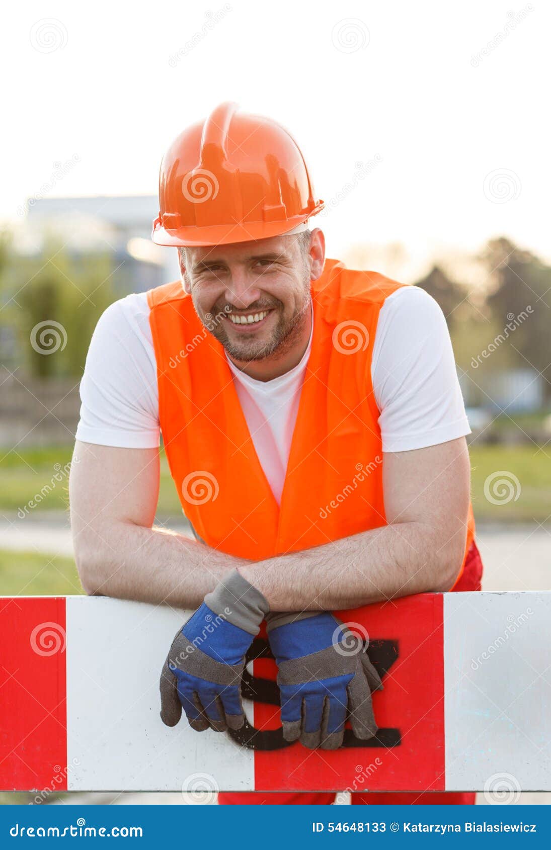 Smiling Construction Worker Stock Image - Image of protective, outside ...