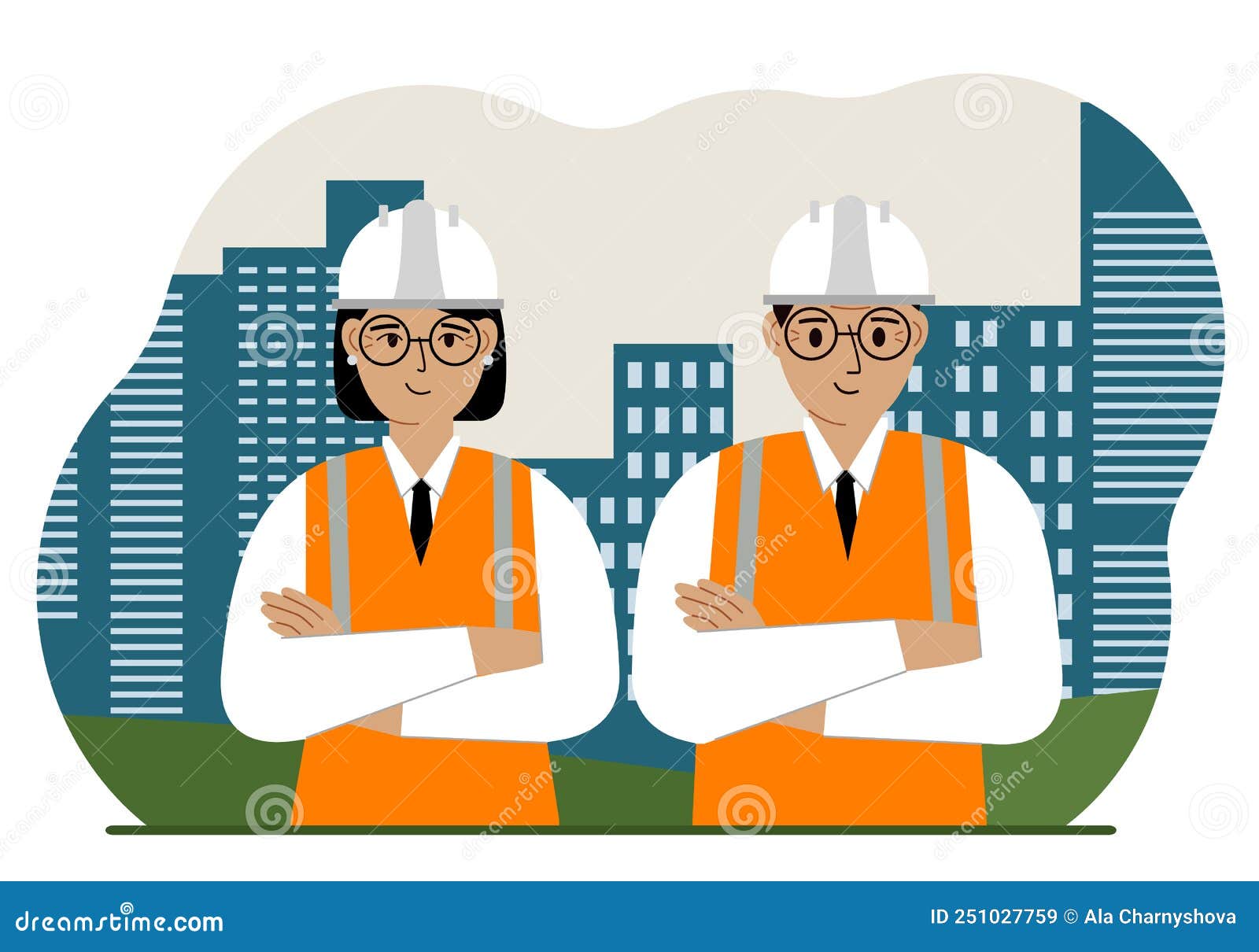 Smiling Constructors and Construction Team on the Background of the ...