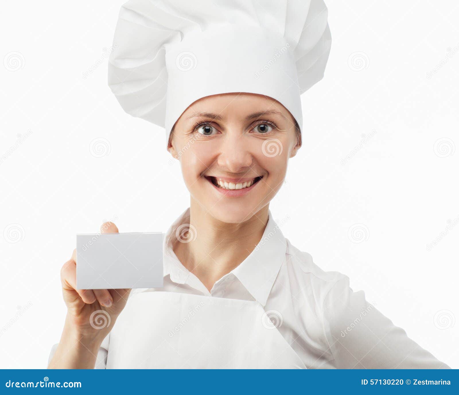 Smiling Cook Holding an Empty Visiting Stock Photo - Image of dining ...