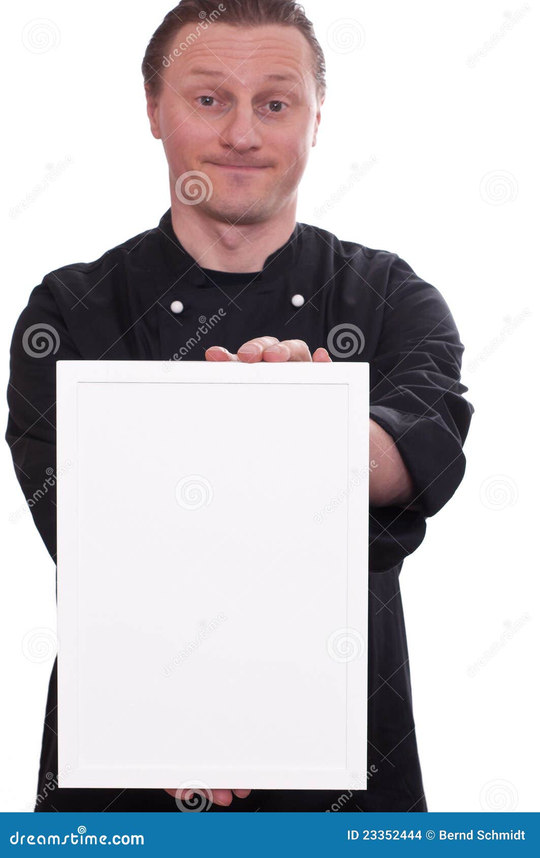 Smiling Cook is Showing a Blank Frame Stock Photo - Image of frame ...