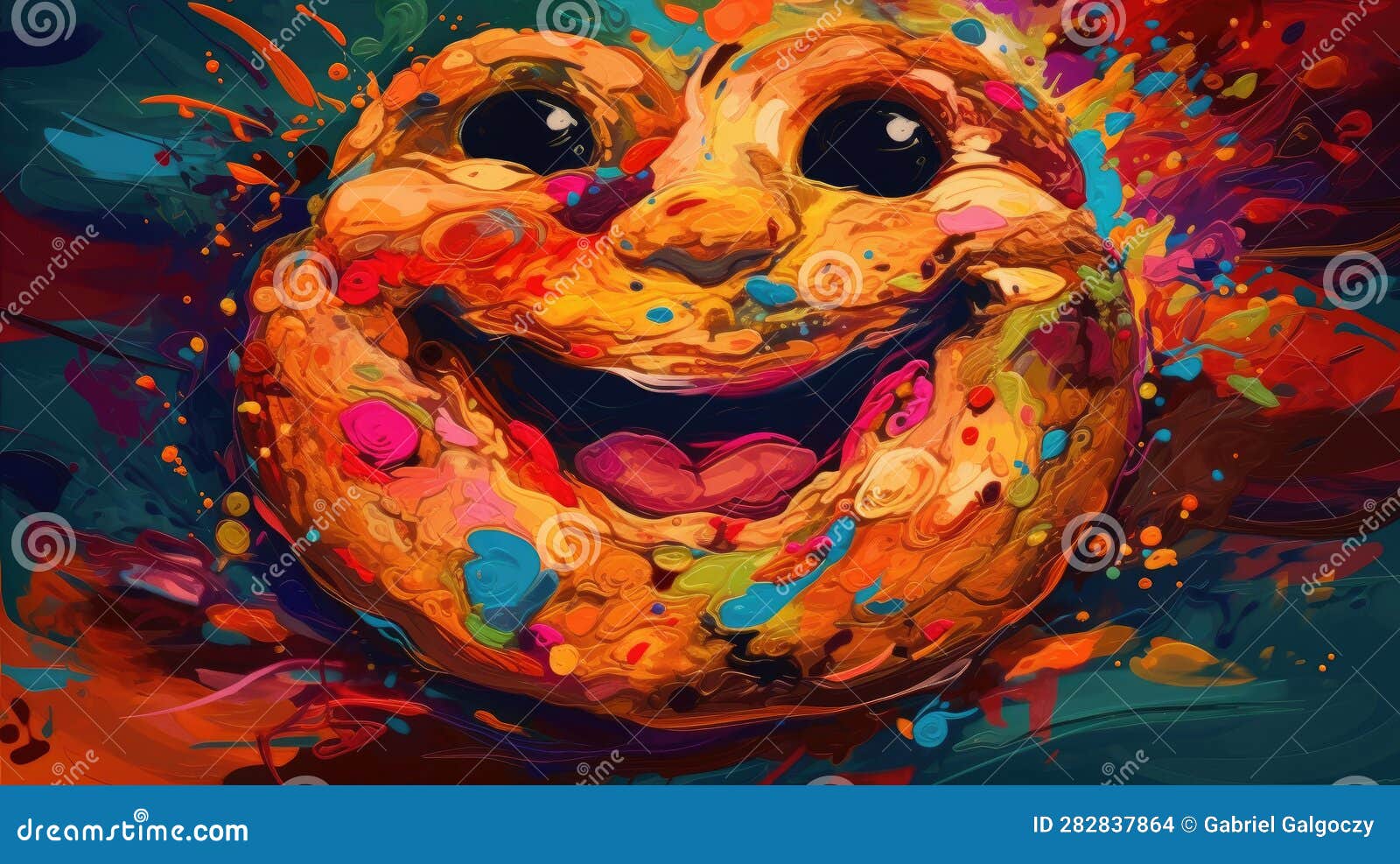 Smiling Cookie Monster on a Colorful Abstract Background Stock ...