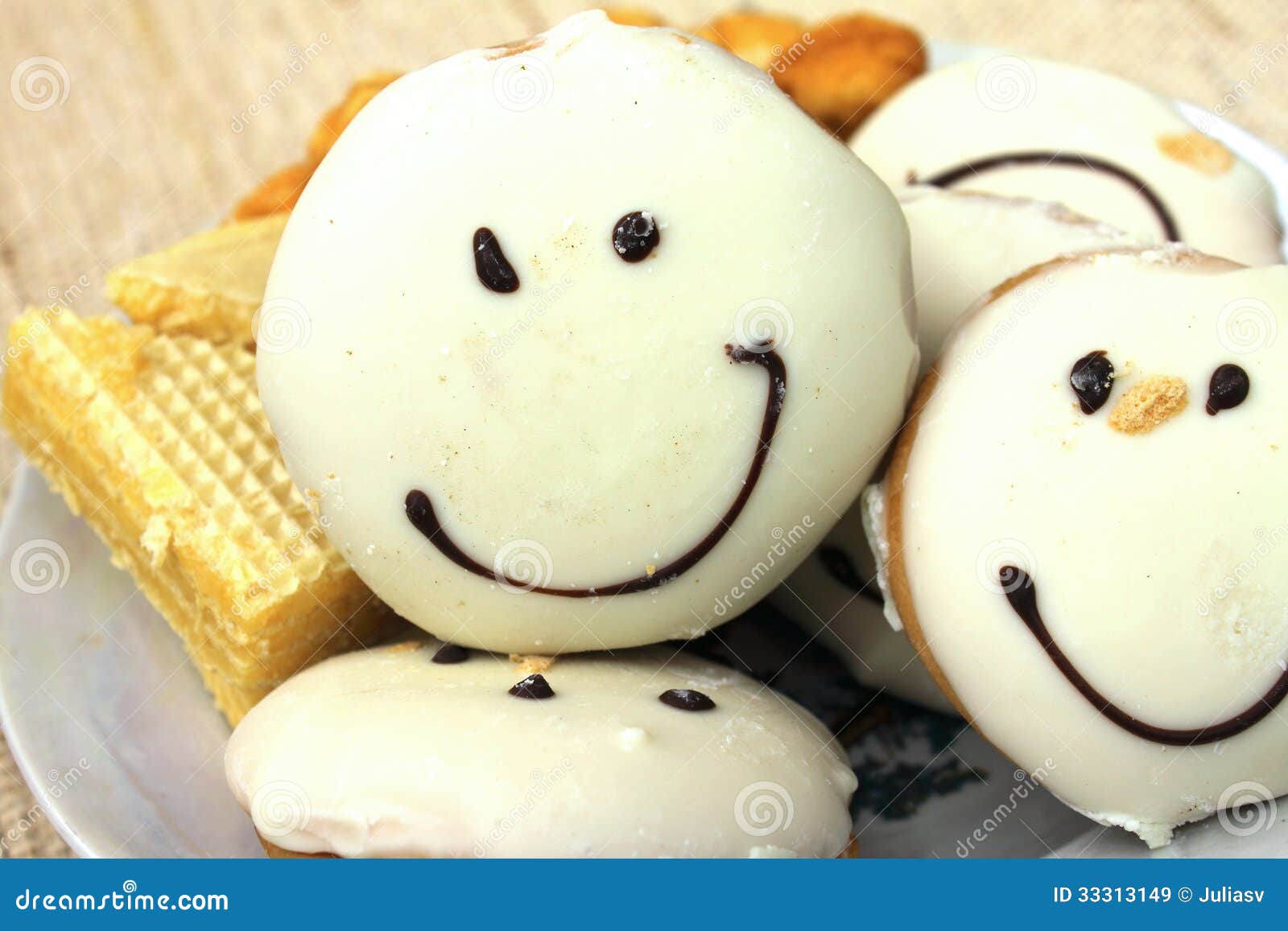 Smiling cookies close-up stock image. Image of fattening - 33313149