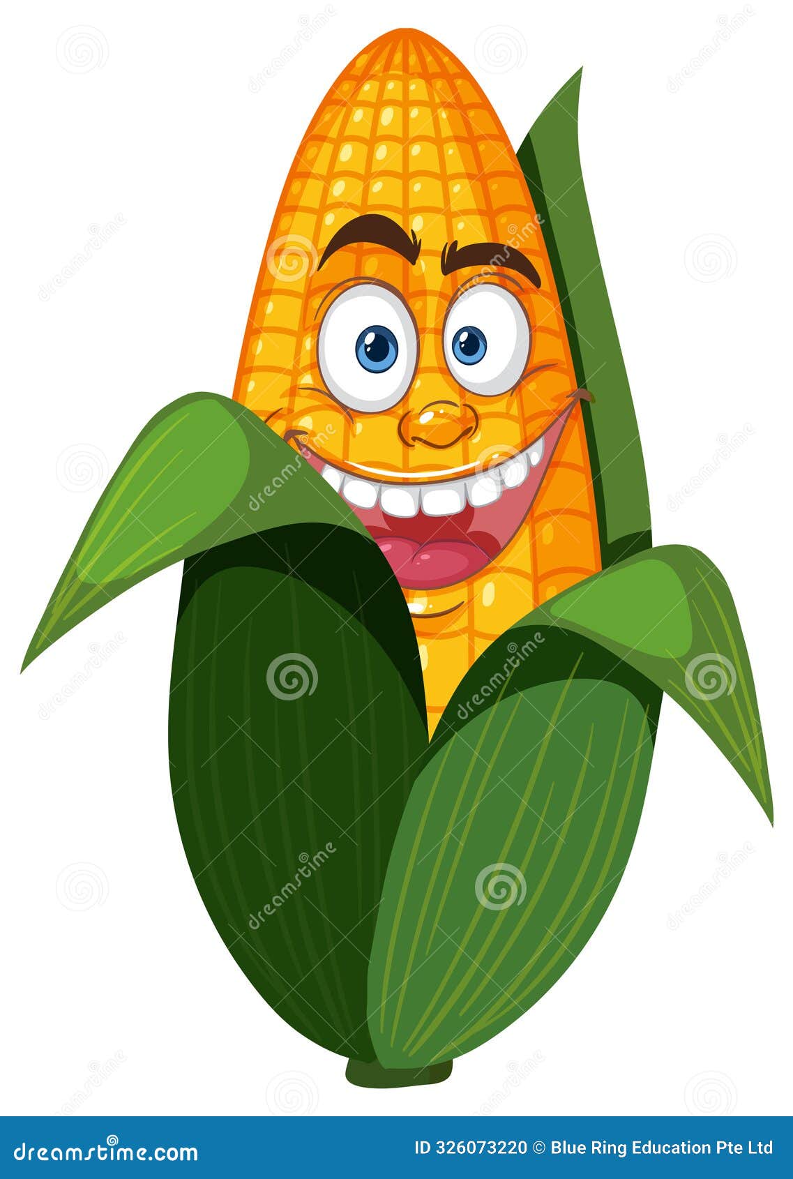 Smiling Corn with Expressive Eyes Stock Illustration - Illustration of ...