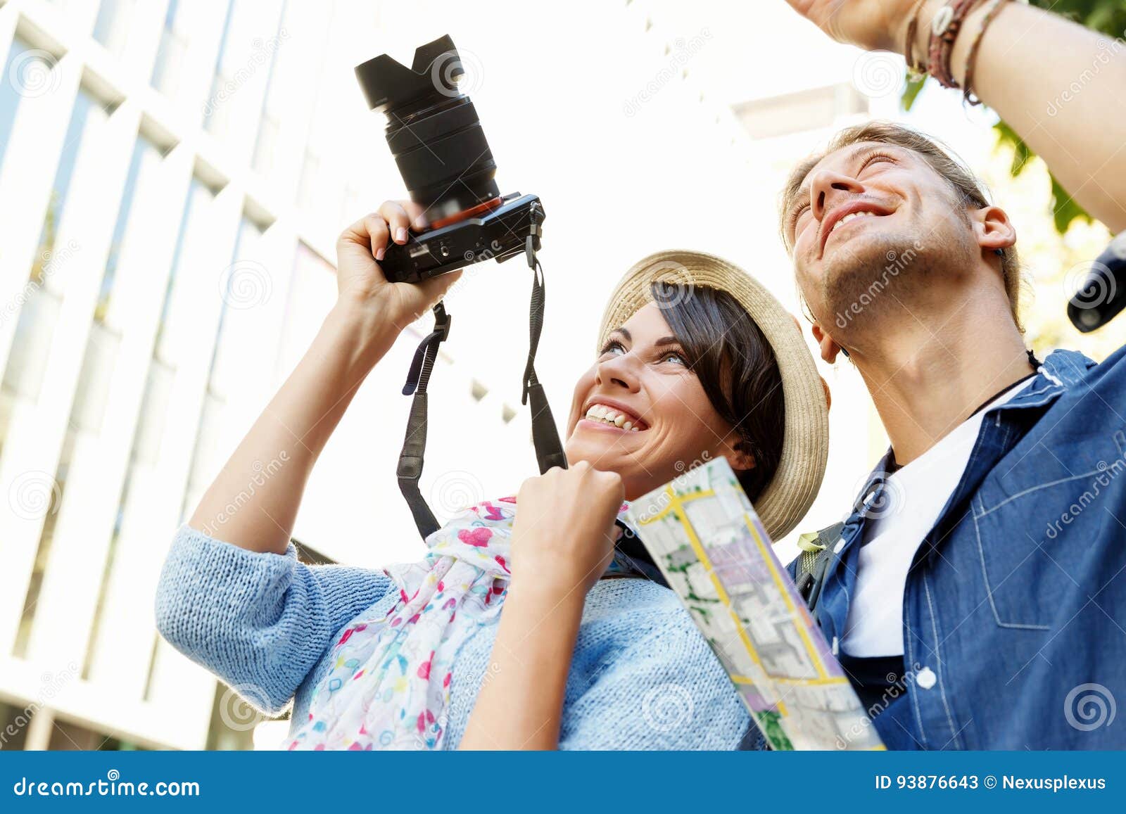 Smiling Couple with the Camera Stock Image - Image of laughing, summer ...