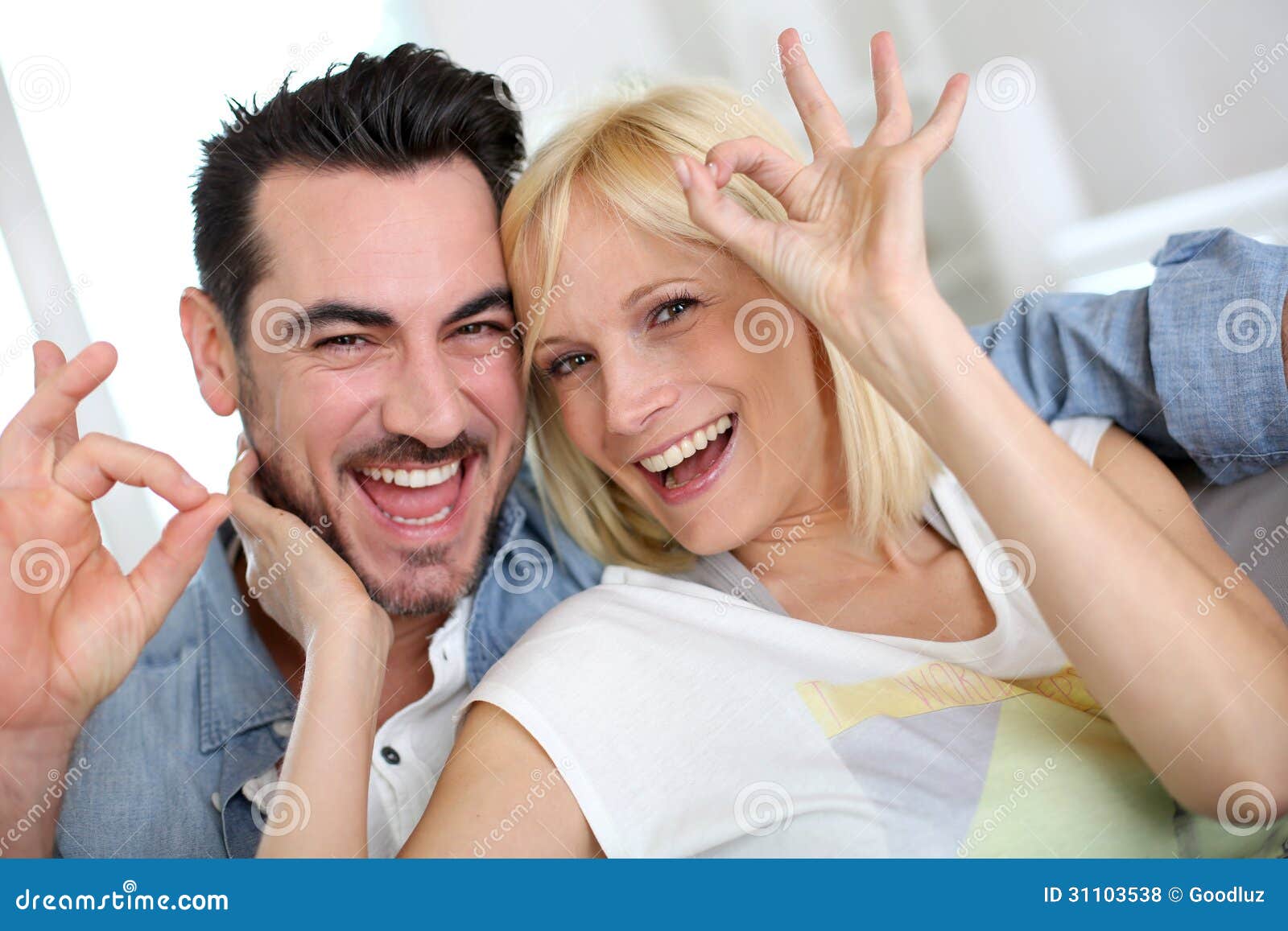 Smiling Couple with Cheerful Expression Stock Photo - Image of blond ...