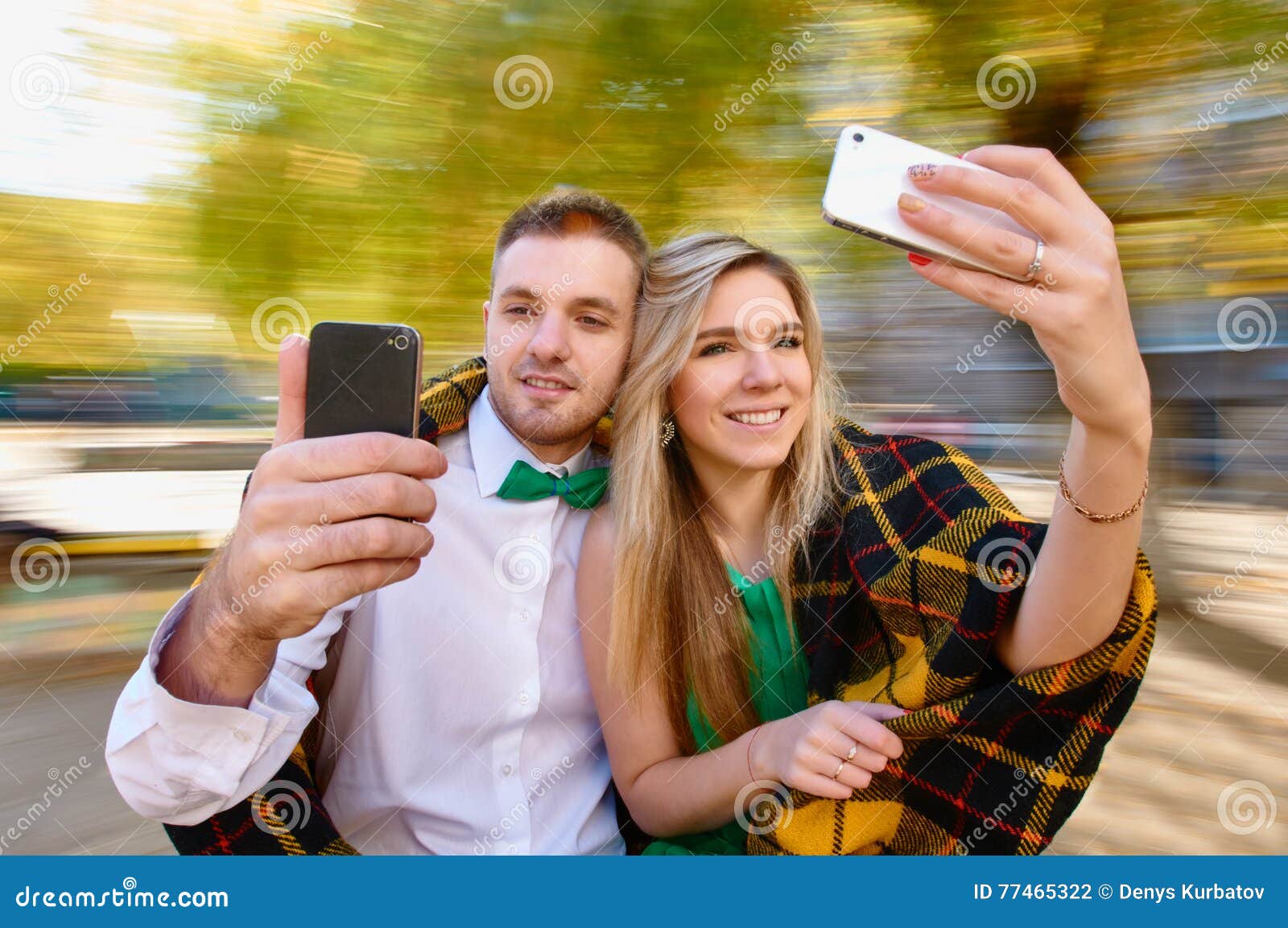 Smiling Couple Photos with Mobile Stock Photo - Image of phone ...