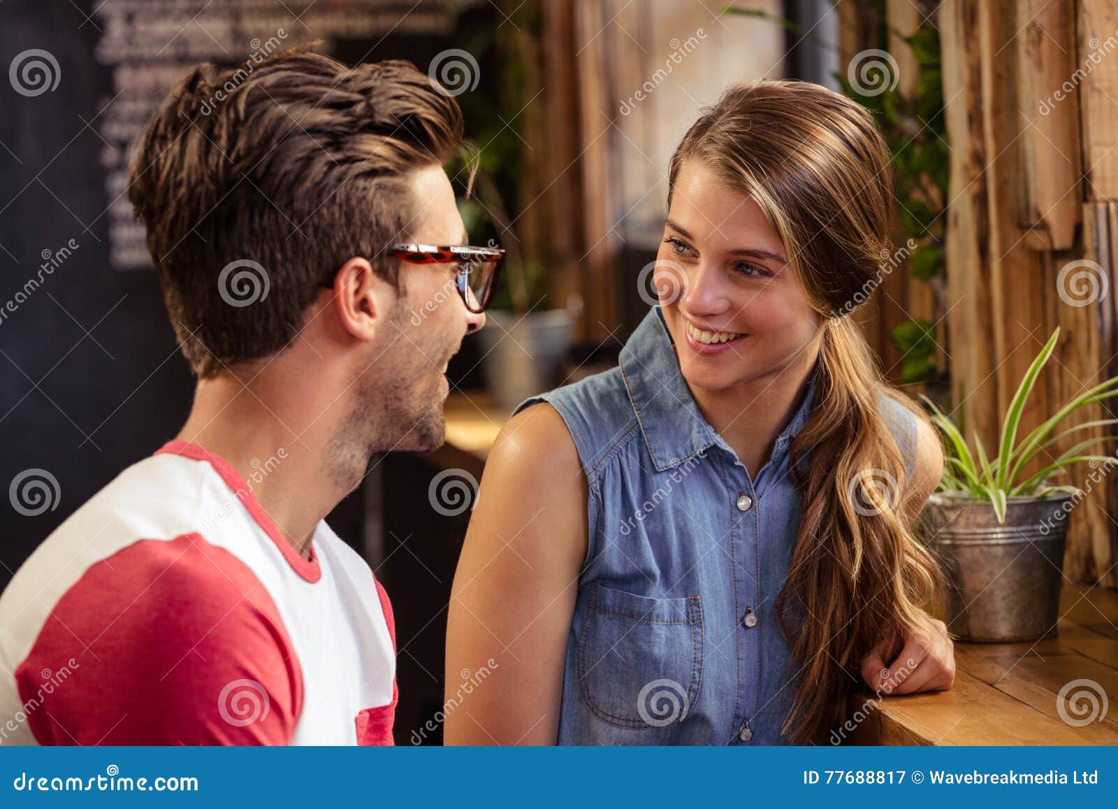 Smiling couple talking stock image. Image of happy, pretty - 77688817
