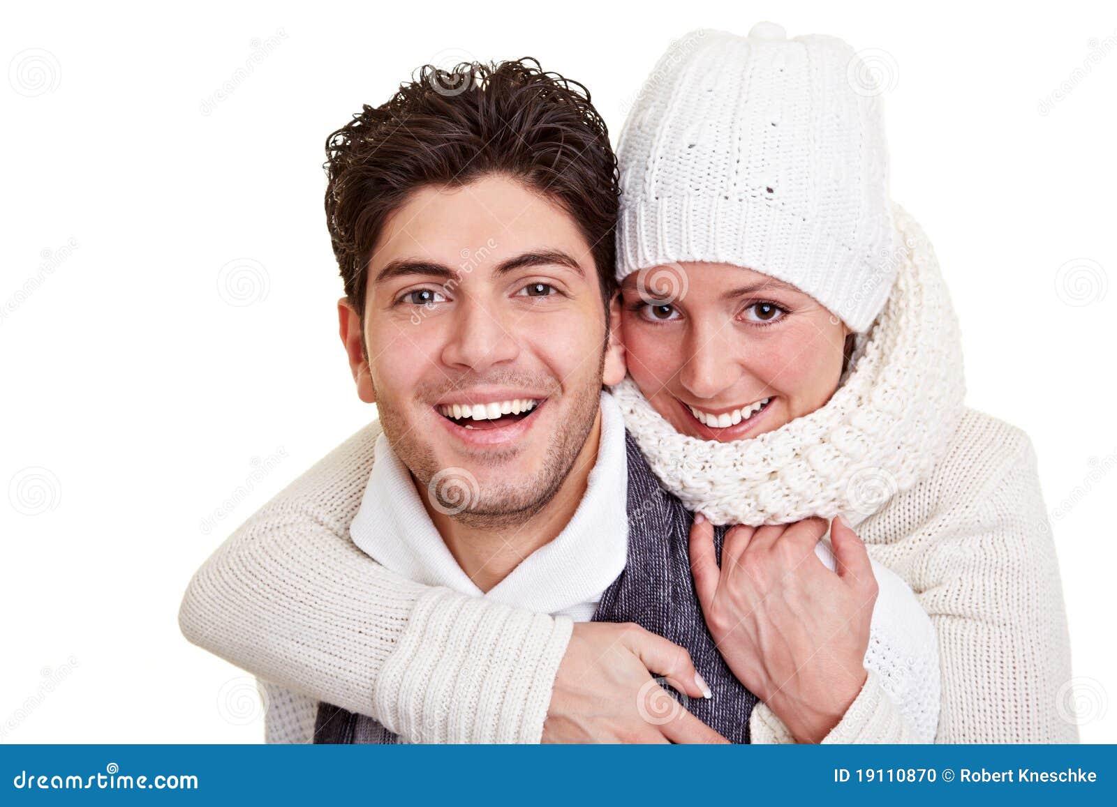 Smiling couple in winter stock photo. Image of embrace - 19110870