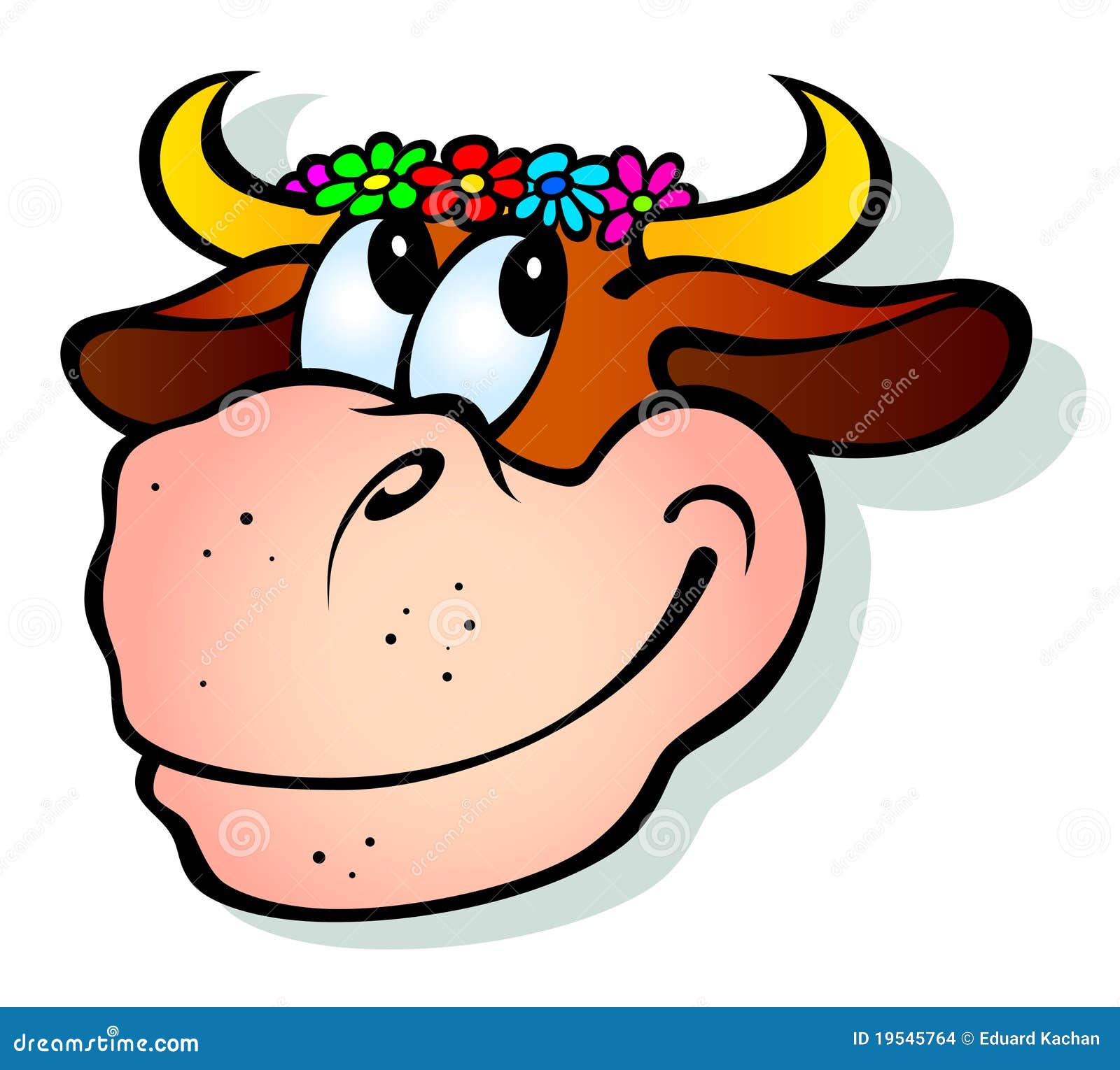 Smiling cow stock vector. Illustration of comic, cheerful - 19545764