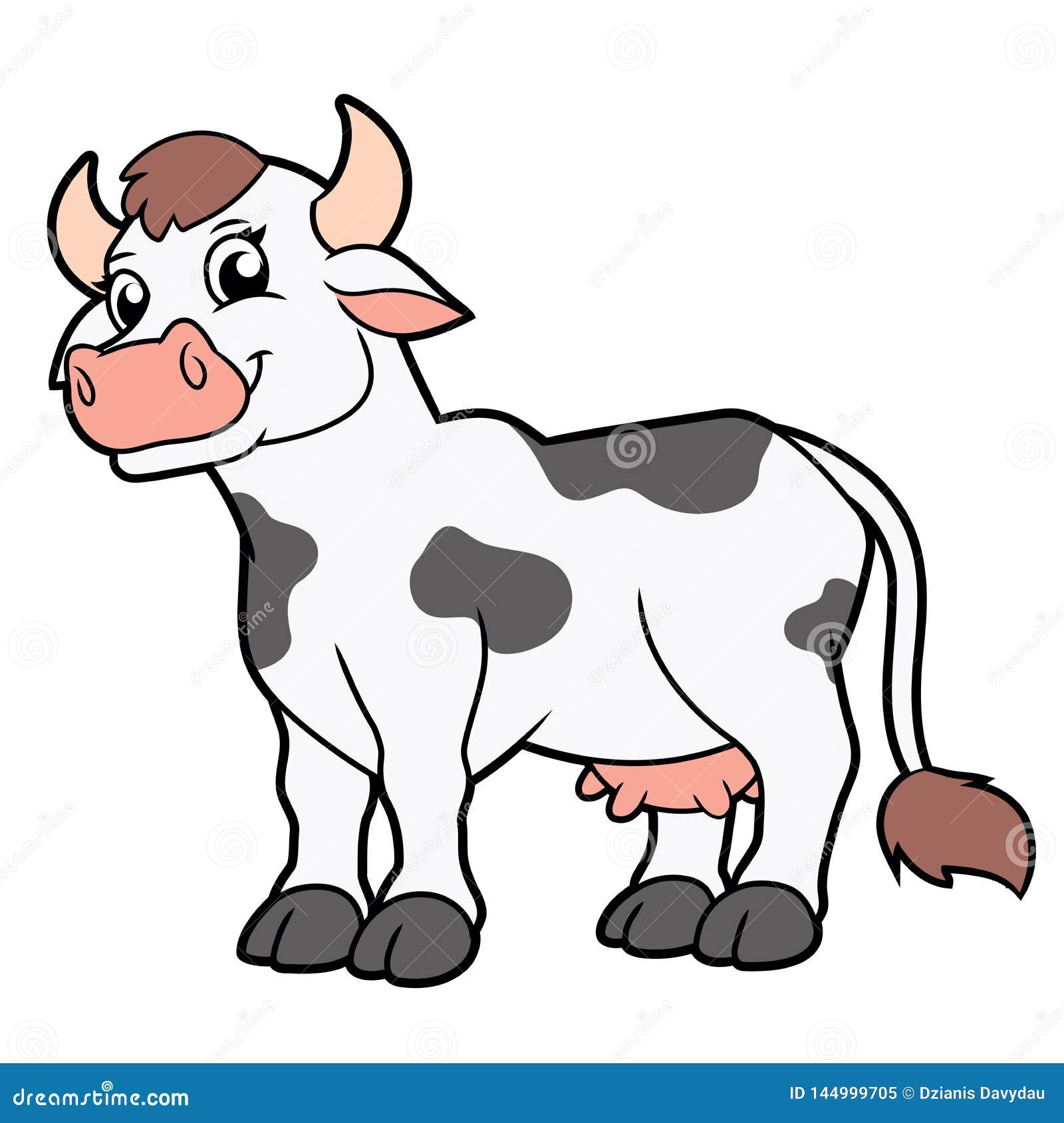Smiling cow standing stock vector. Illustration of livestock - 144999705