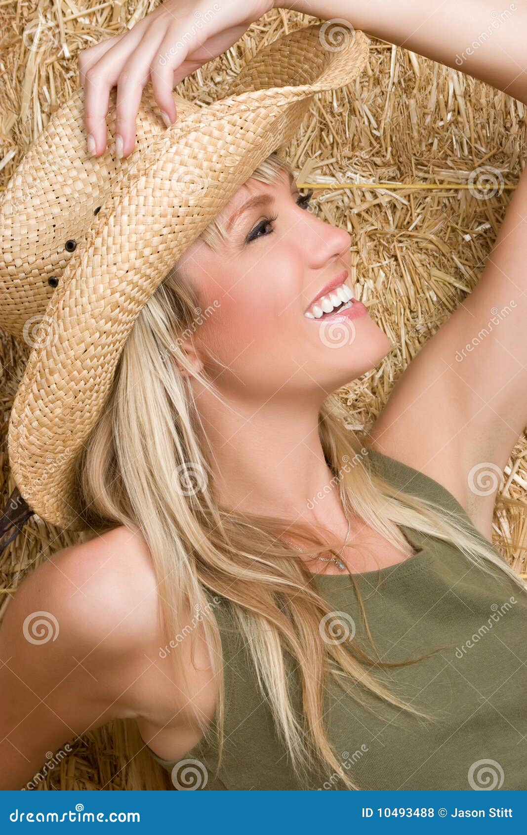 Smiling Cowgirl stock photo. Image of blond, joyful, pretty - 10493488