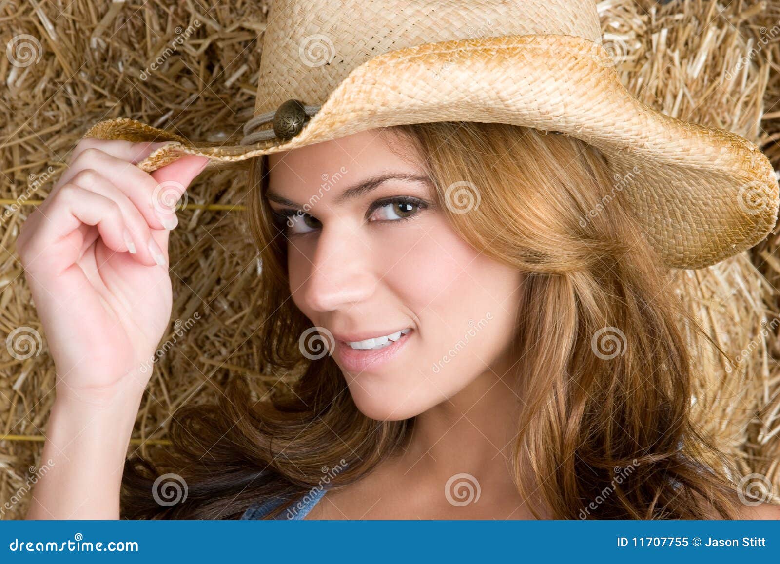 Smiling Cowgirl stock image. Image of bales, female, gorgeous - 11707755