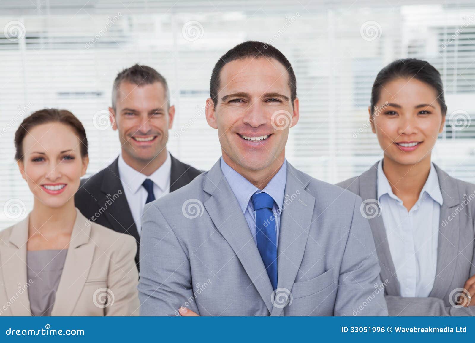 Smiling Coworkers Posing Crossing Arms Stock Photo - Image of happy ...