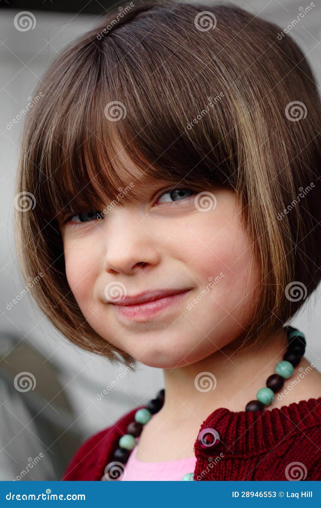 Smiling Coy Child stock image. Image of confident, necklace - 28946553