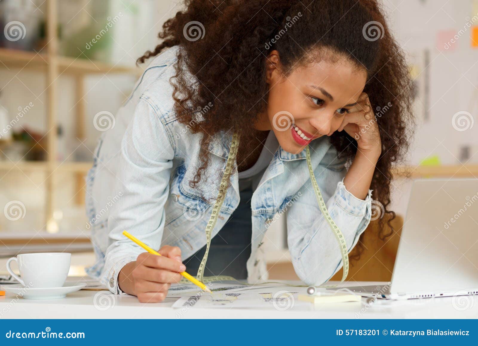 Smiling Creative Artist during Work Stock Image - Image of design ...