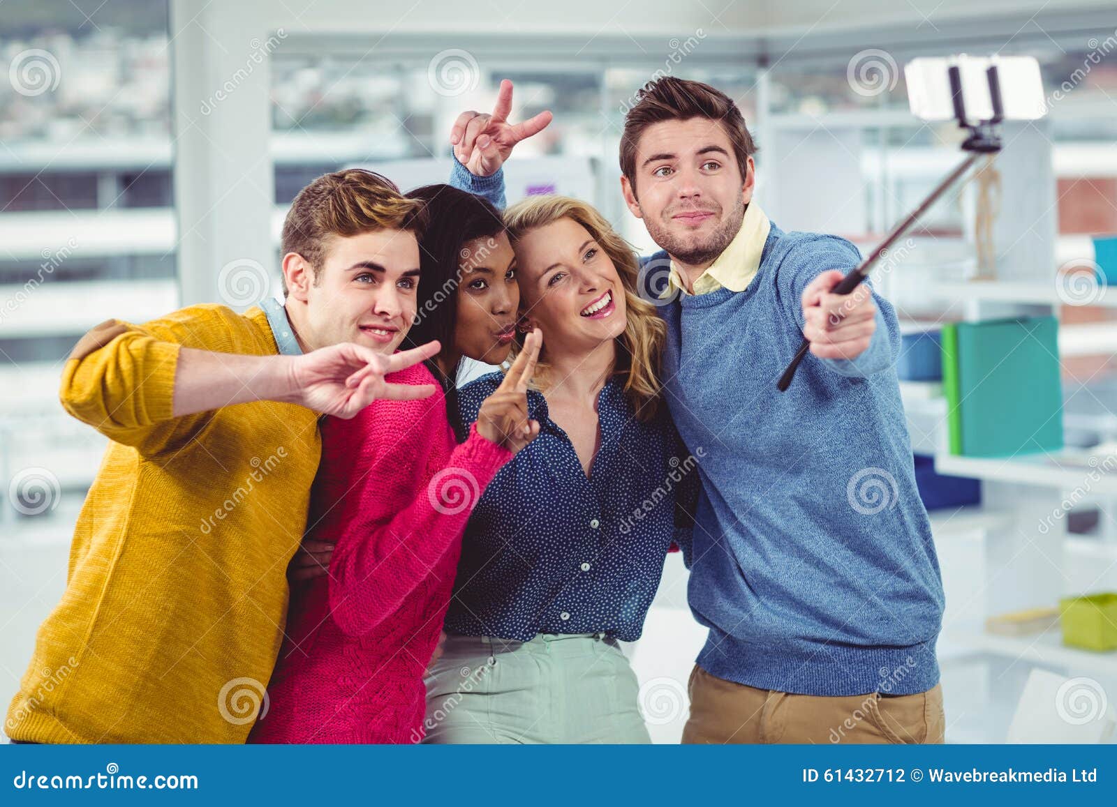 Smiling Creative Team Posing for a Selfie Stock Photo - Image of ...