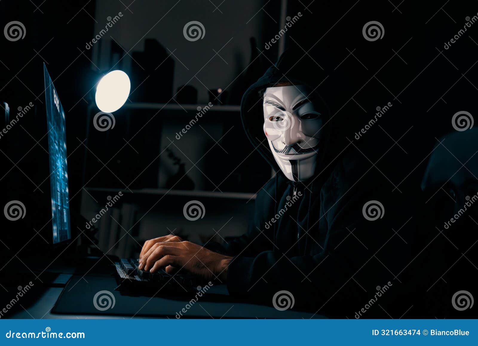 Smiling Criminal Anonymous Mask Looking Camera, Effective Encryption ...