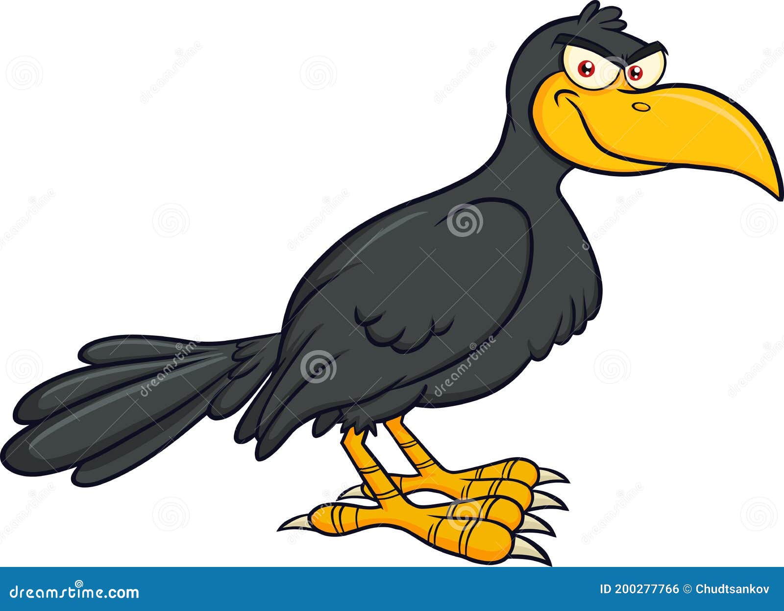 Smiling Crow Bird Cartoon Character Stock Vector - Illustration of beak ...
