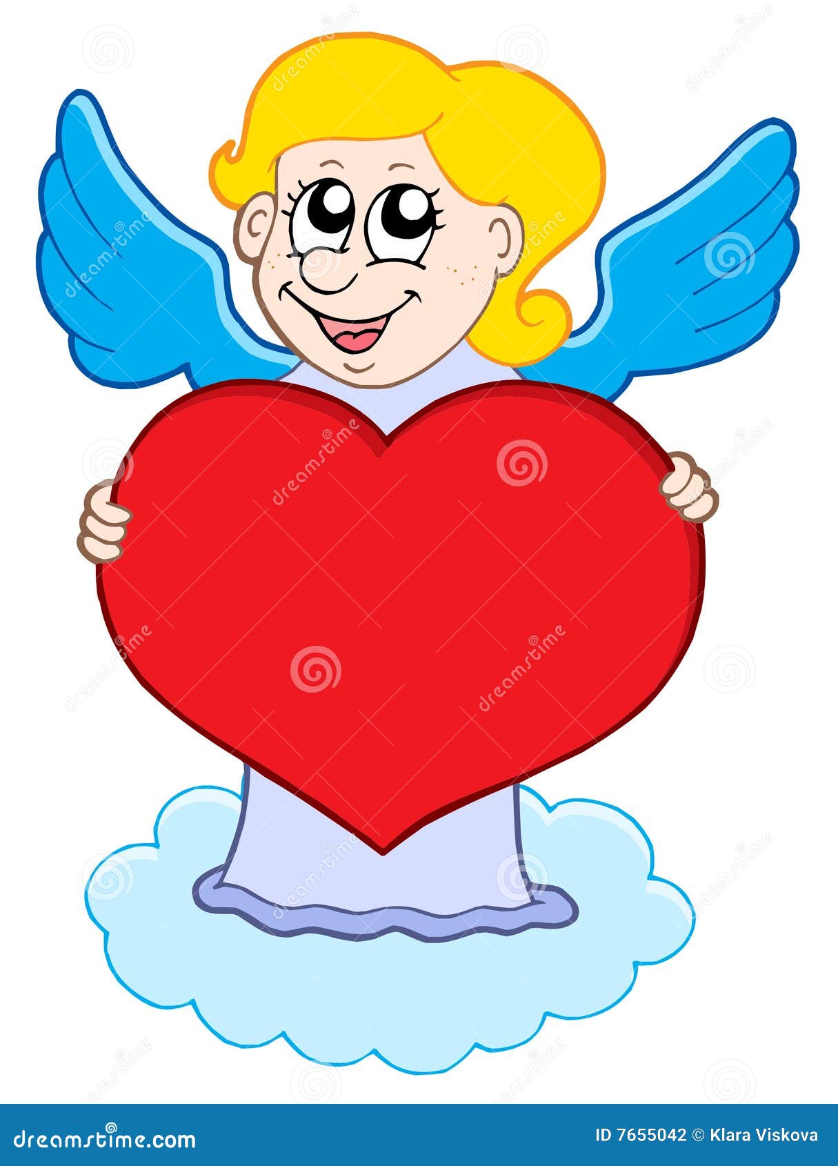 Smiling cupid on cloud stock vector. Illustration of cartoon - 7655042