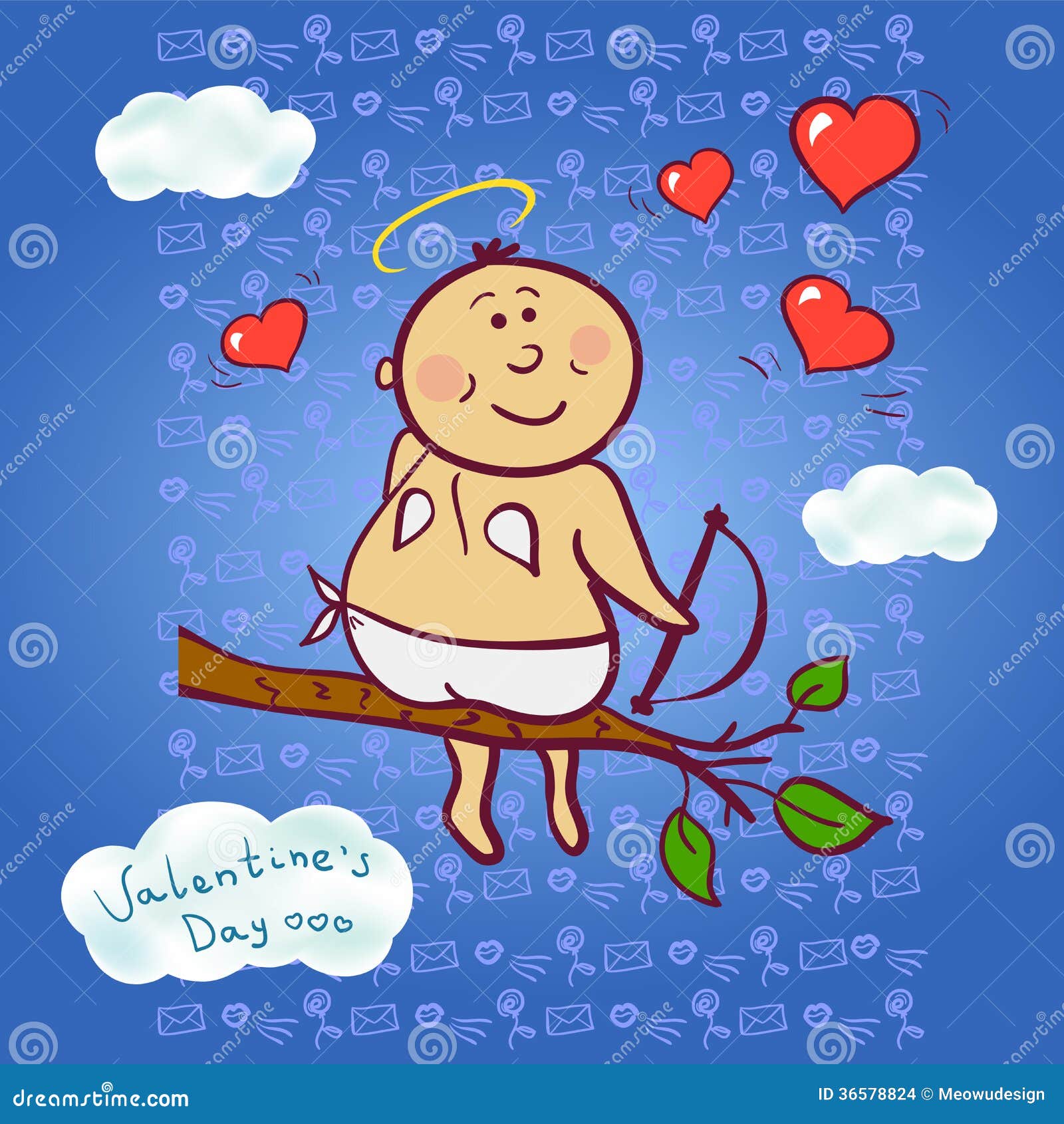 Smiling Cupid, Vector Illustration Stock Vector - Illustration of ...