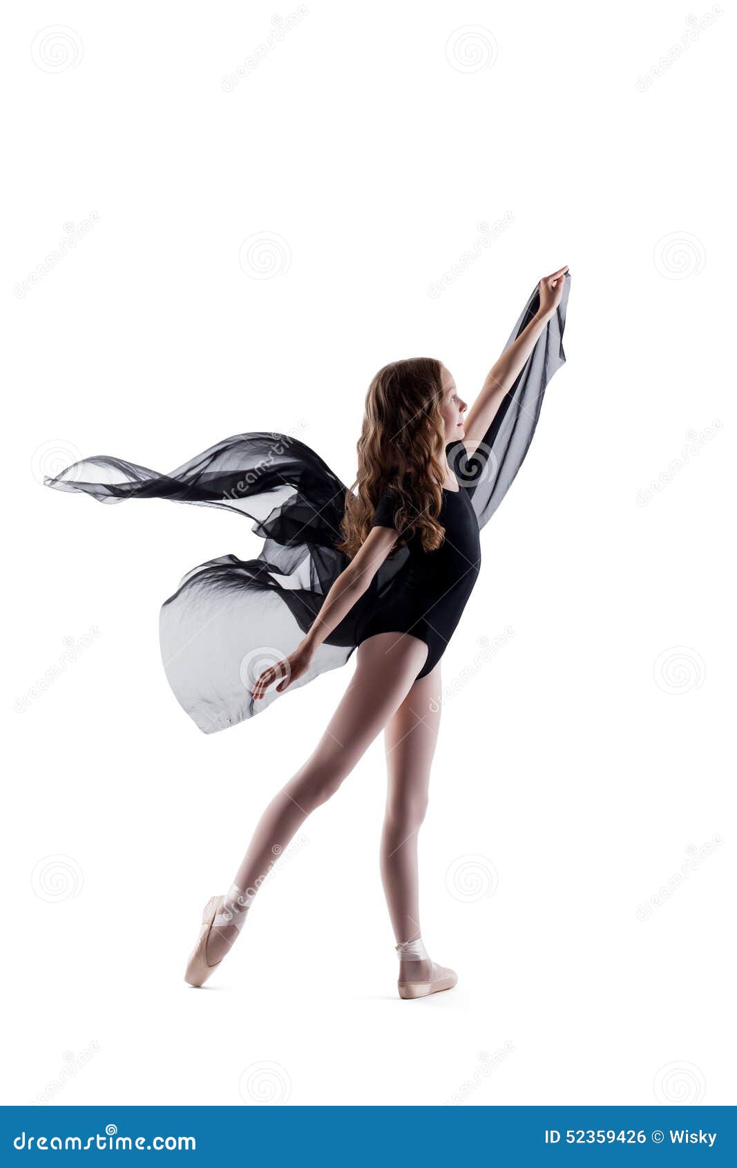 Smiling Curly Ballerina Dancing with Cloth Stock Photo - Image of cloth ...
