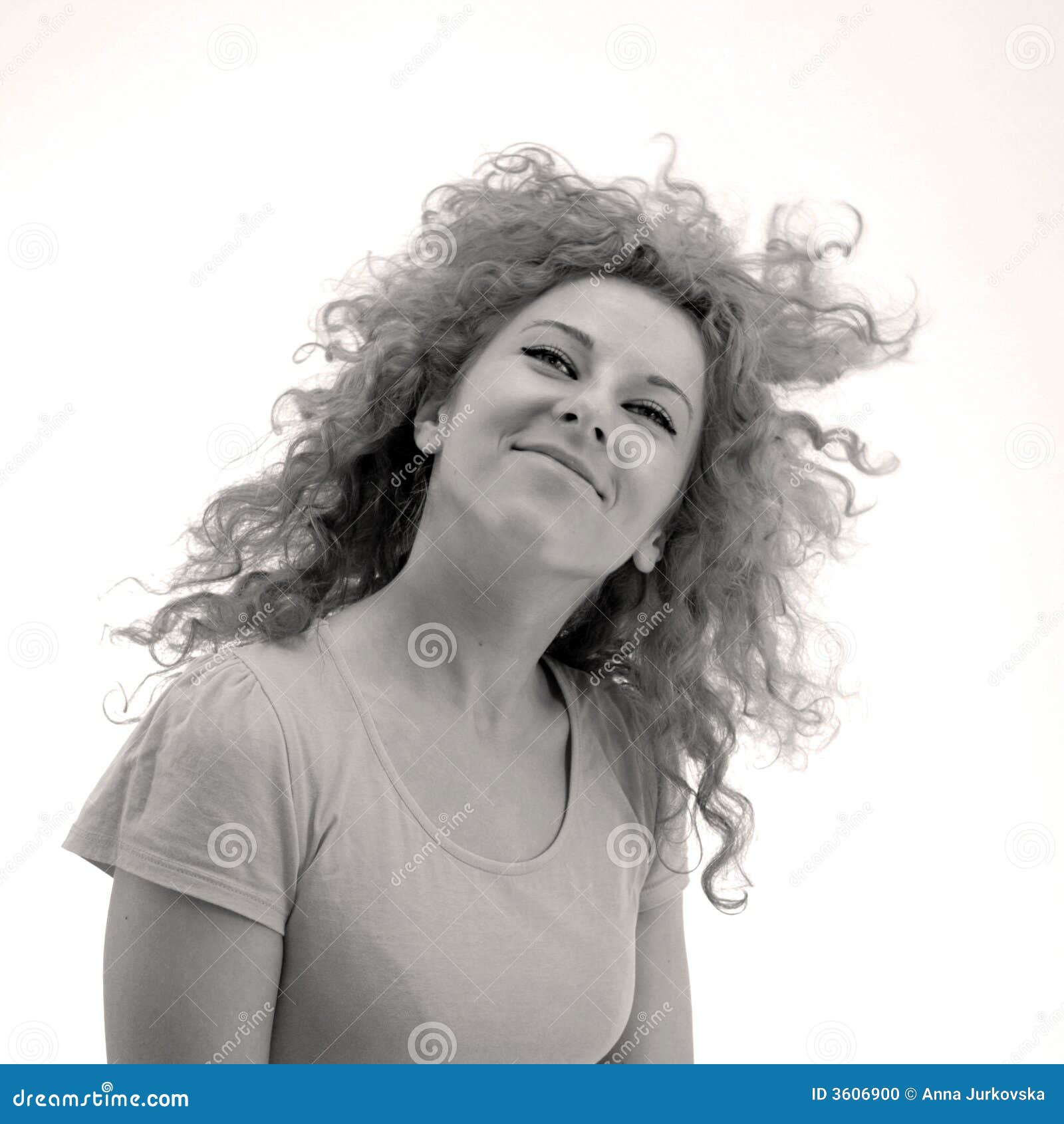 Smiling curly-haired girl stock photo. Image of health - 3606900