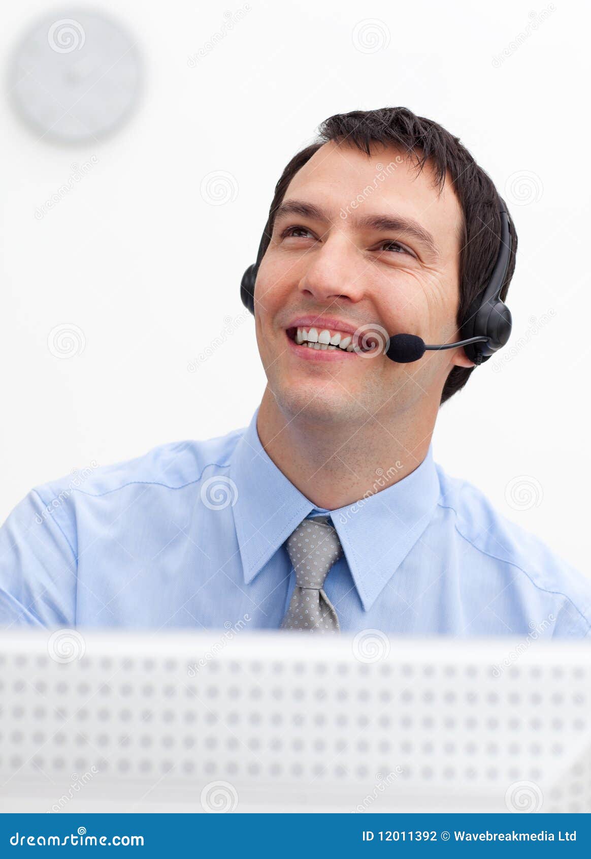 Smiling Customer Service Agent with Headset on Stock Photo - Image of ...