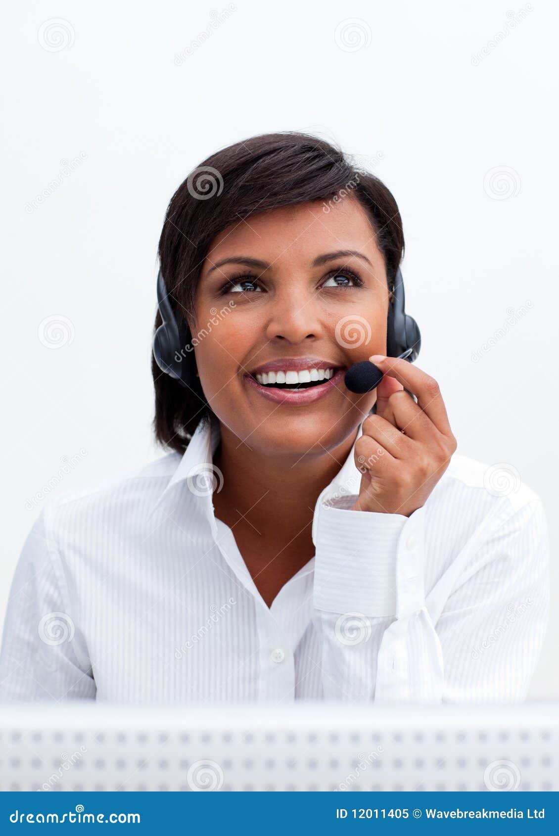 Smiling Customer Service Agent with Headset on Stock Image - Image of ...